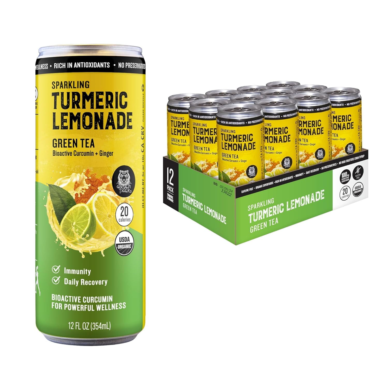 | Organic Sparkling Turmeric Lemonade - Green Tea | Bio Active Curcumin ...