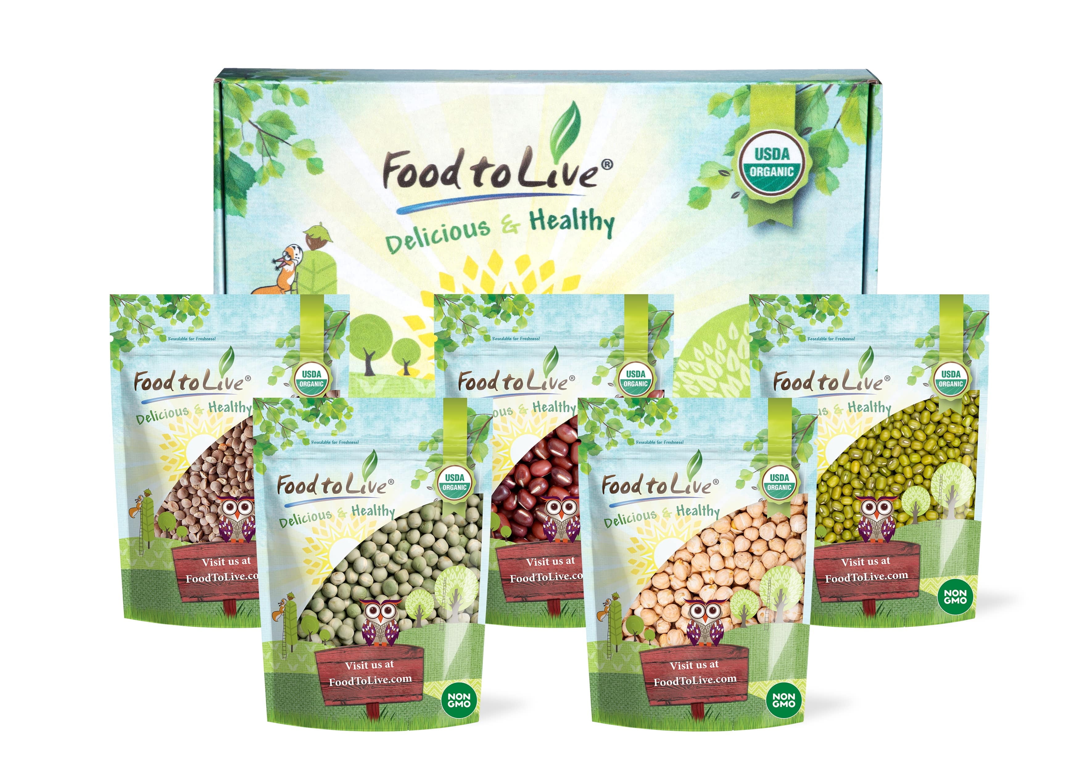 Organic Sprouting Beans, Peas, and Lentils in a Gift Box - Mung Beans ...