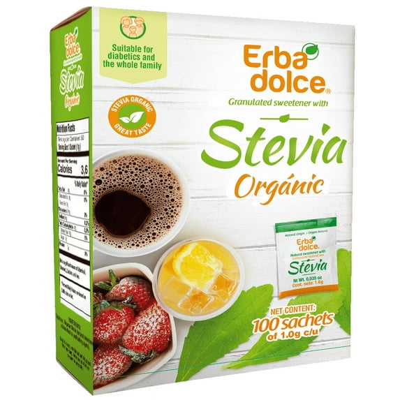 Erba Dolce Organic Stevia Box 100 sachets x 0.035 oz - Walmart.com