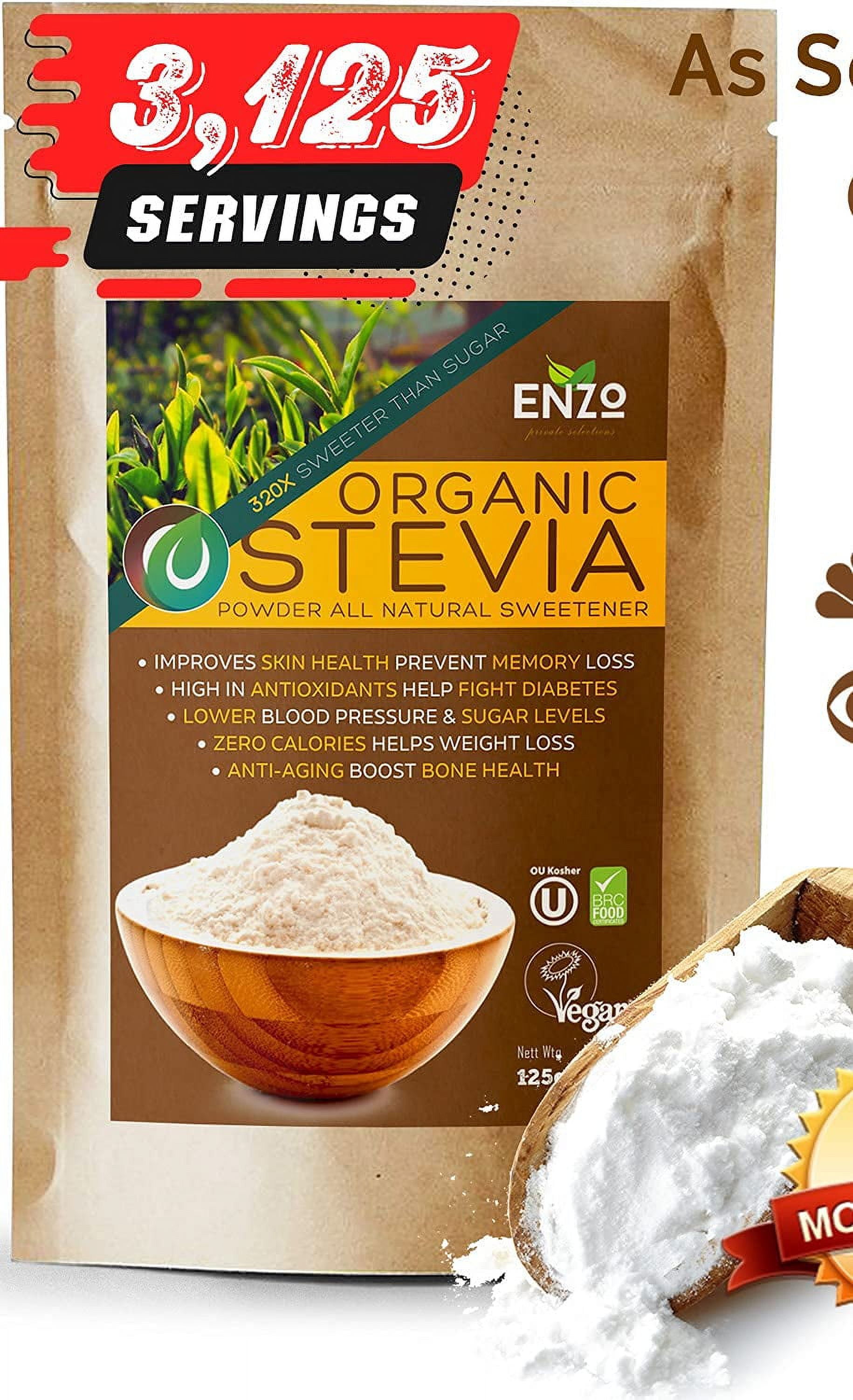 Organic Stevia Powder 125G (4.4Oz / 3125-Servings) - Premium Usda ...