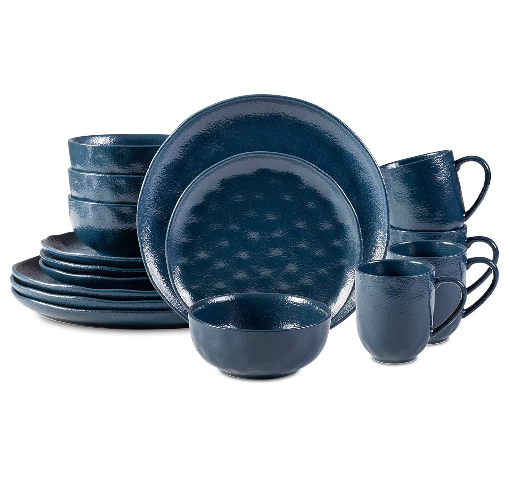 Organic Stoneware Sky Star 16pc Dinner Set Reactive Glaze, Grey ...