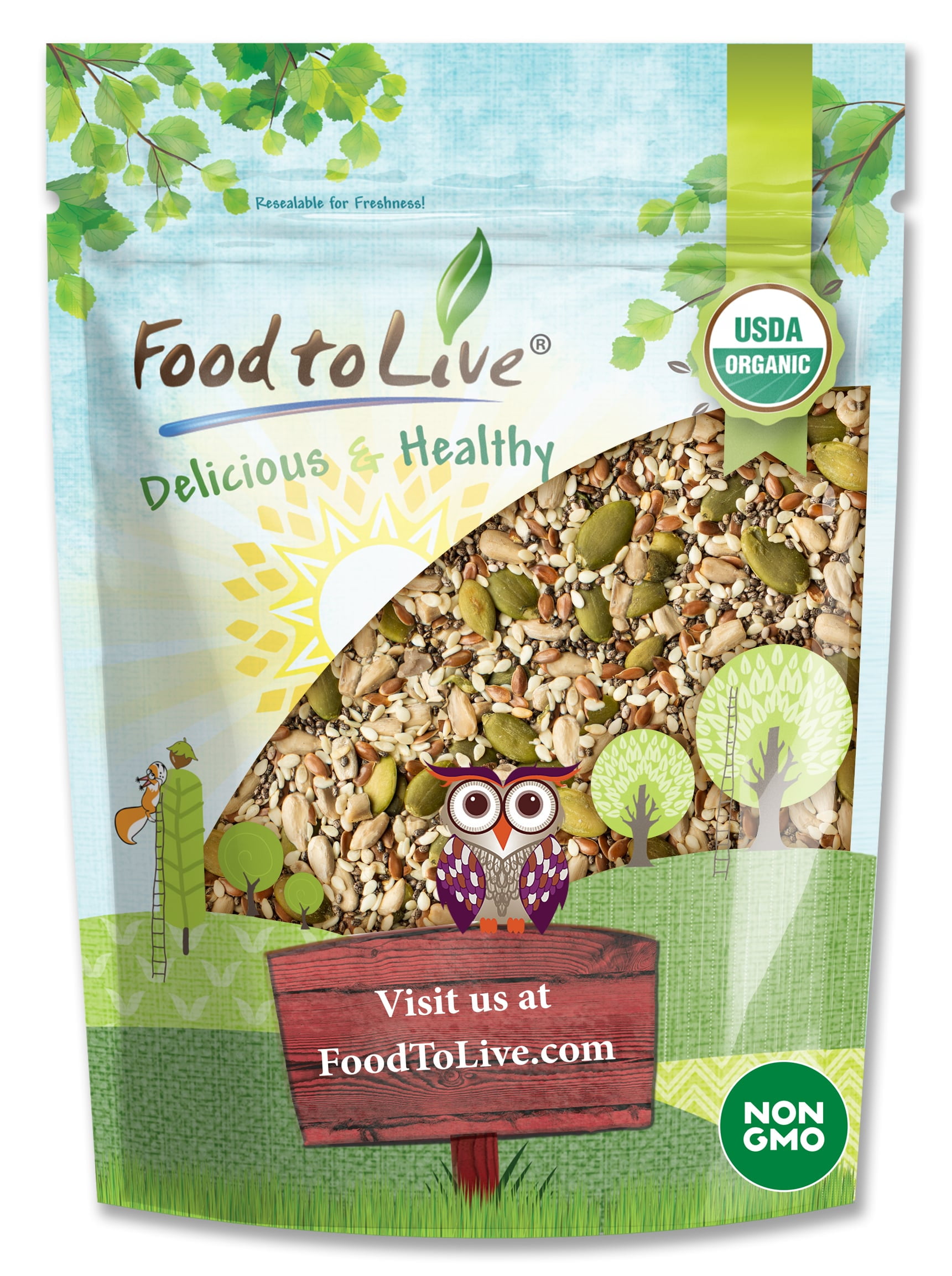 Food to Live Organic Super 5 Seeds Mix, Non-GMO, Vegan, Kosher, 12 Ounces - Walmart.com