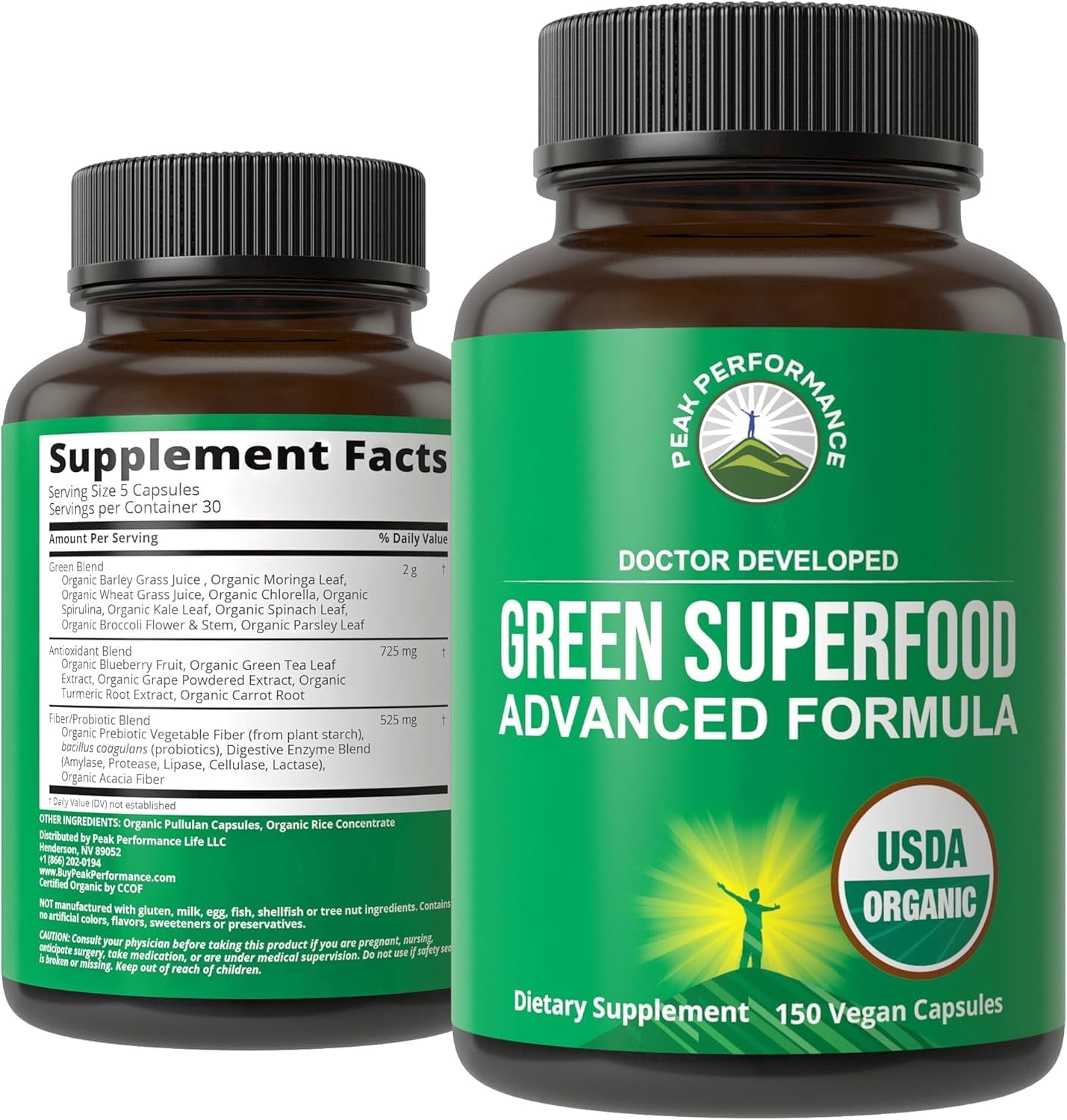 Organic Super Greens 150 Capsules - Green Juice Superfood Supplement ...