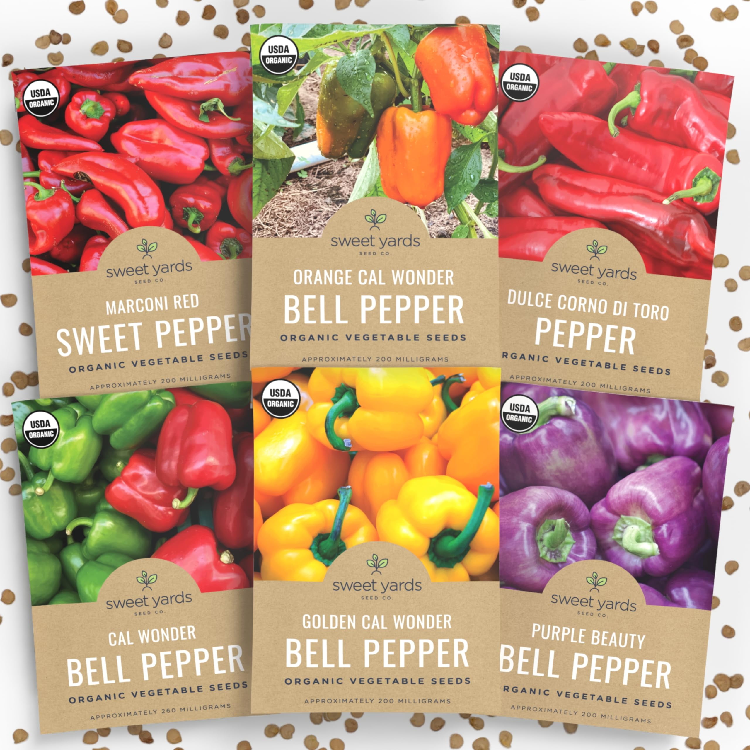 Organic Sweet Pepper Seeds Variety Pack SMR- 6 Individual Packs - 2025 ...
