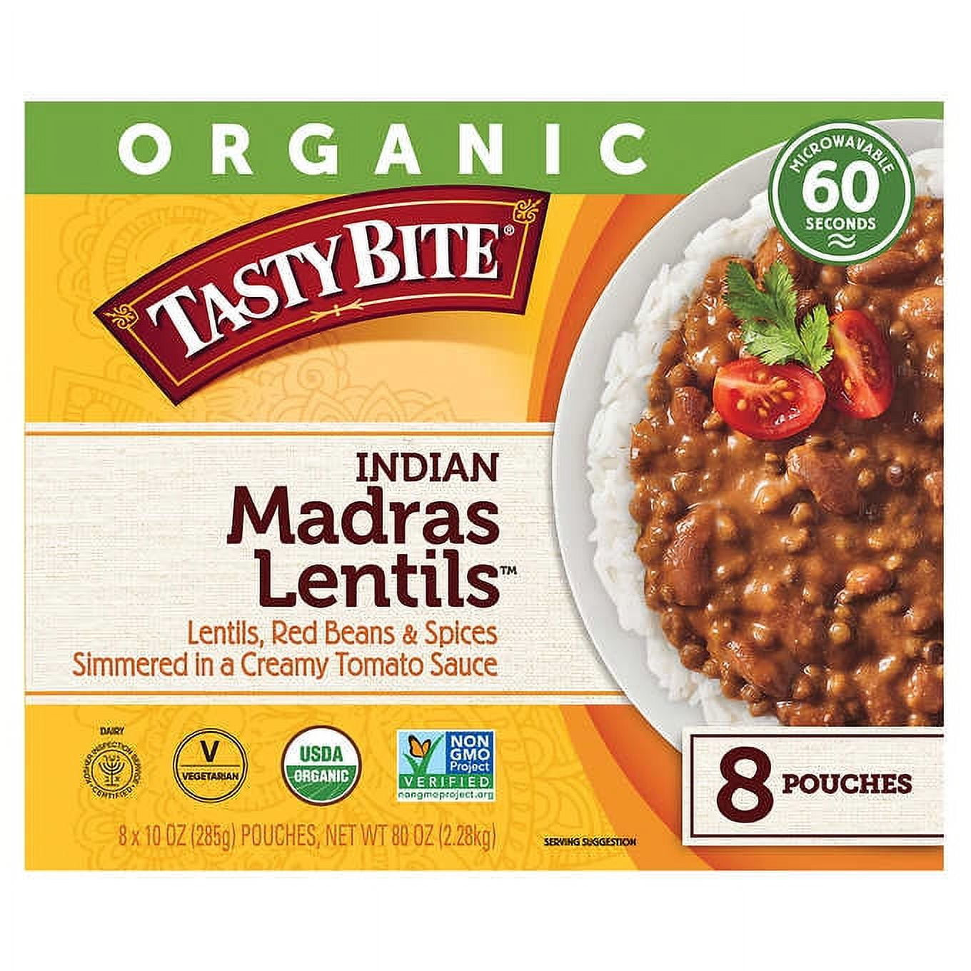 Organic Tasty Bite Gluten-Free Madras Lentils, Indian Ready-Eat 10 oz ...