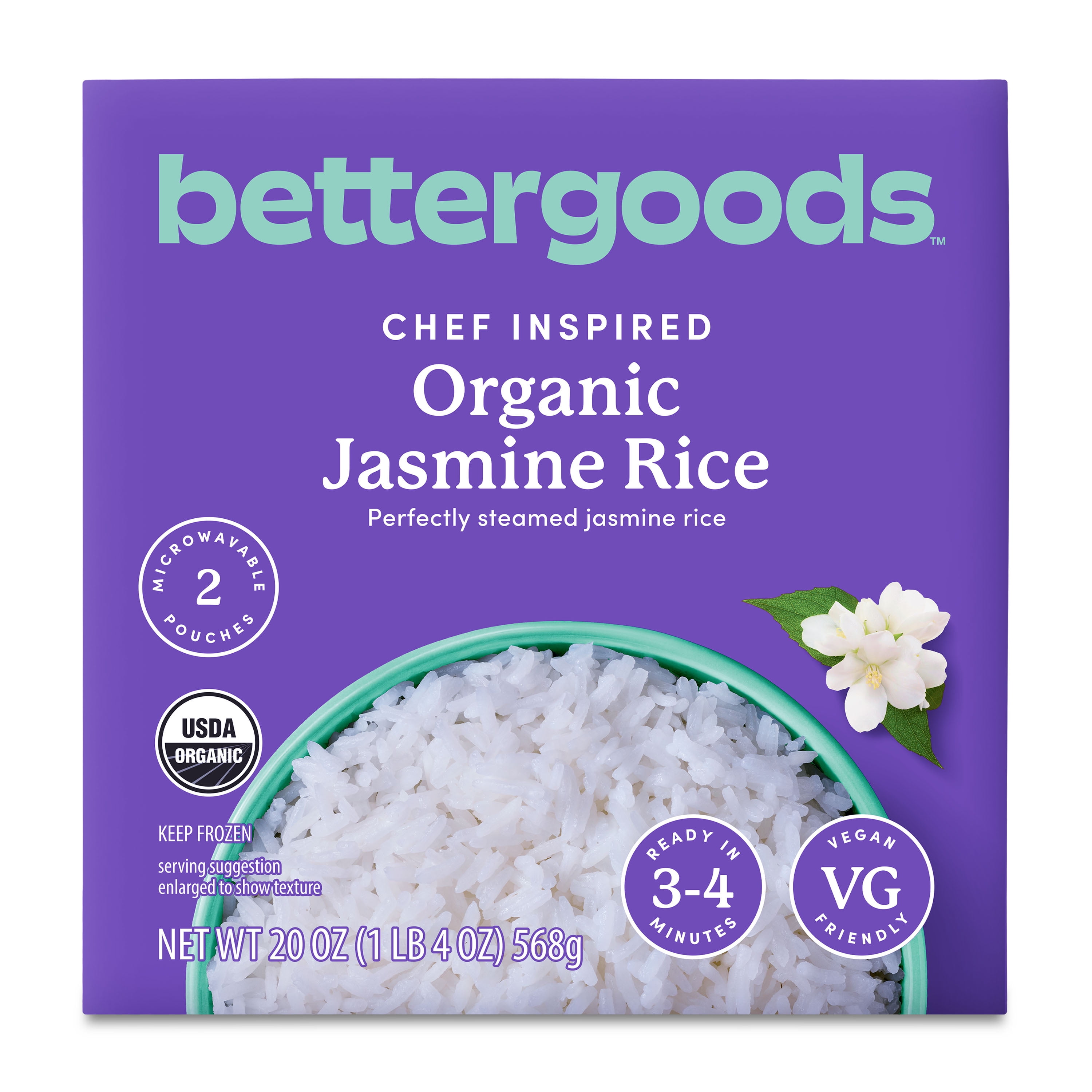bettergoods Organic Jasmine Rice, 20 oz, 2 Pouches (Frozen) - Walmart.com