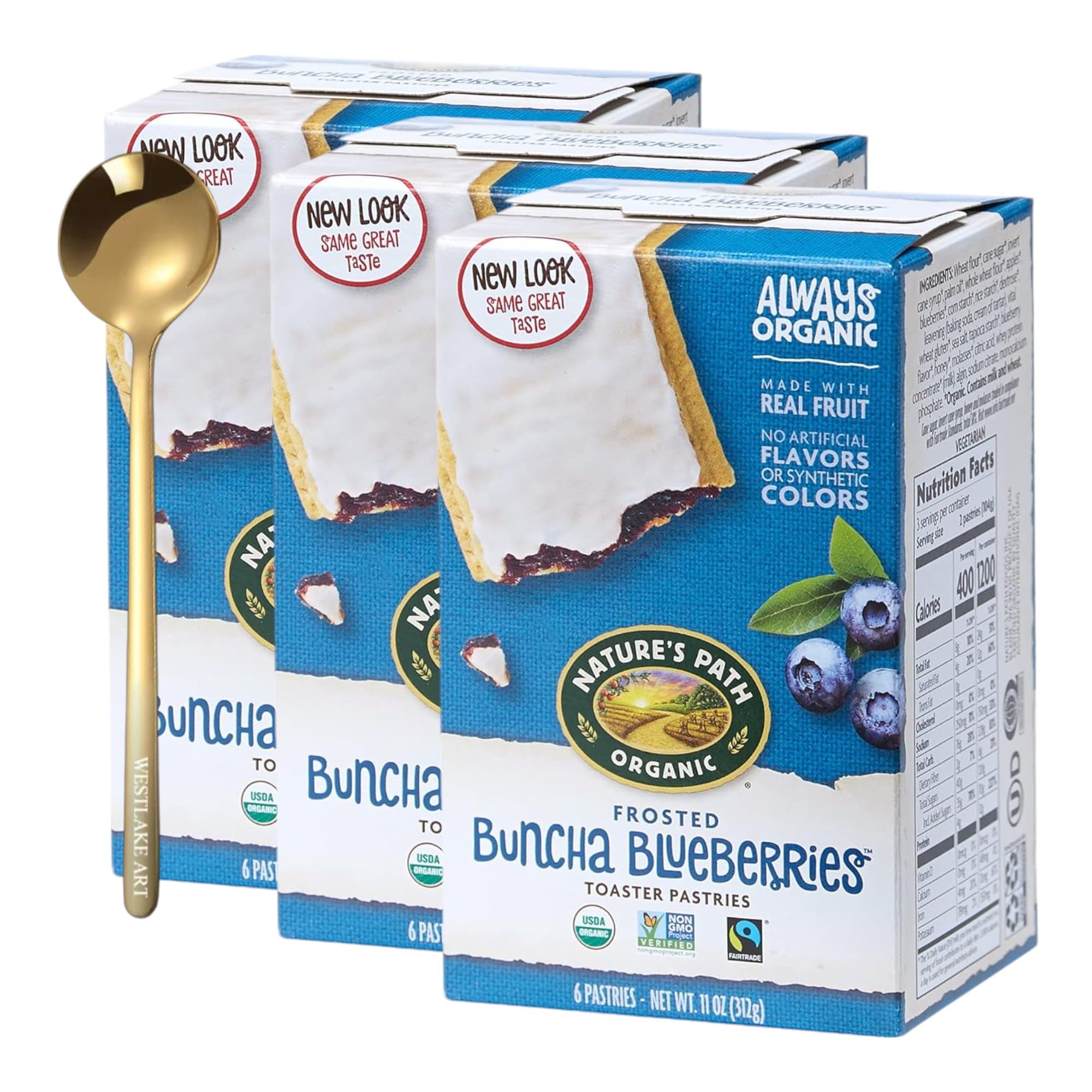 Organic Toaster Pastry, 11oz, AIF4 Blueberry Frosted Toaster Pastries ...