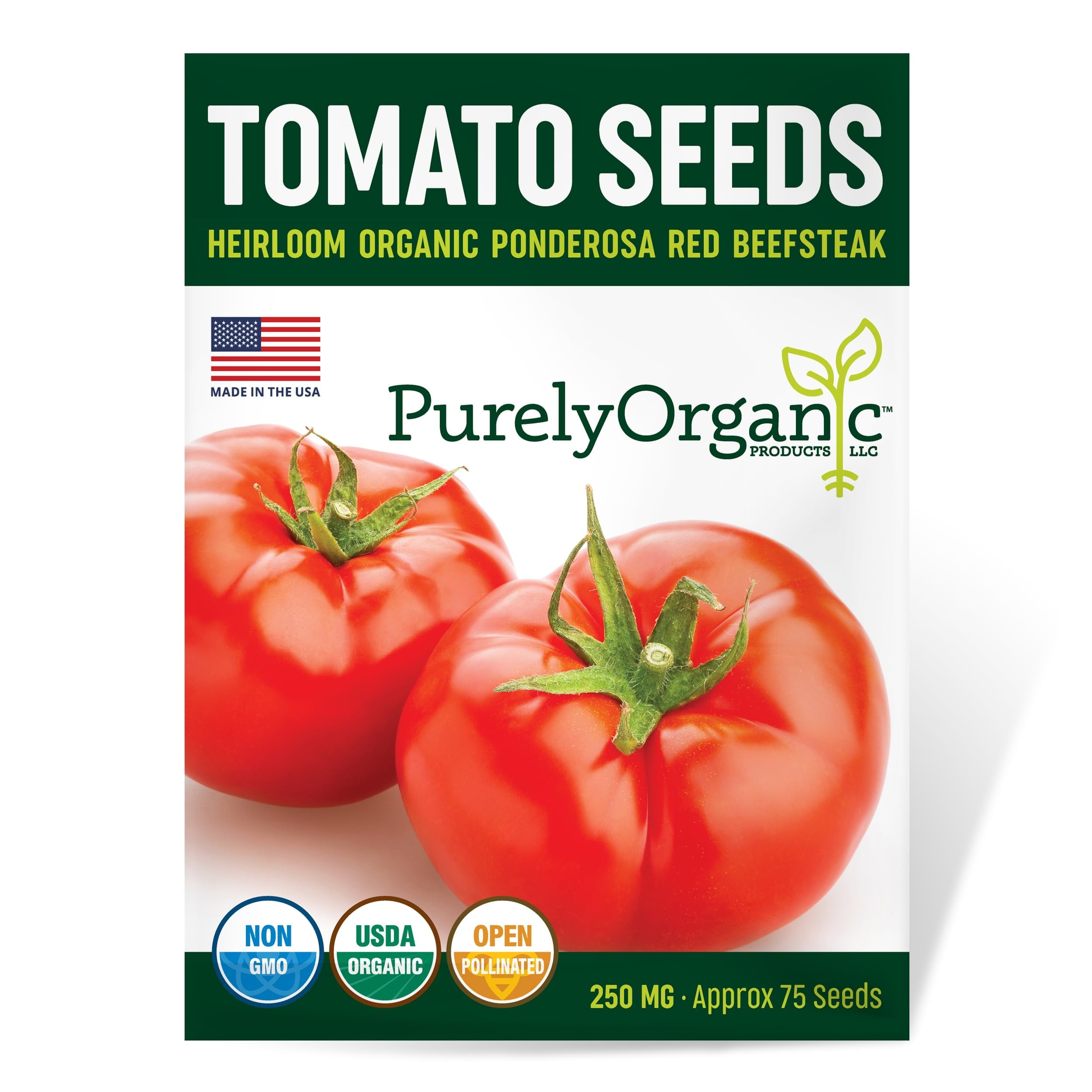 Organic Tomato Seeds (Ponderosa Red Beefsteak) - MHD1Approx 75 Seeds ...