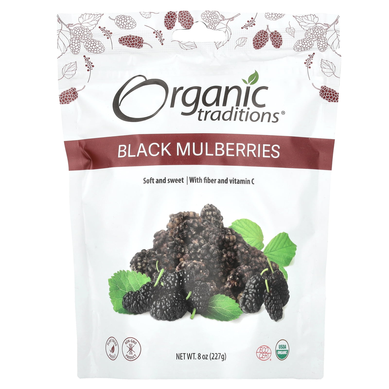 Organic Traditions - Sweet Black Mulberries, 8 oz. - USDA Certified ...