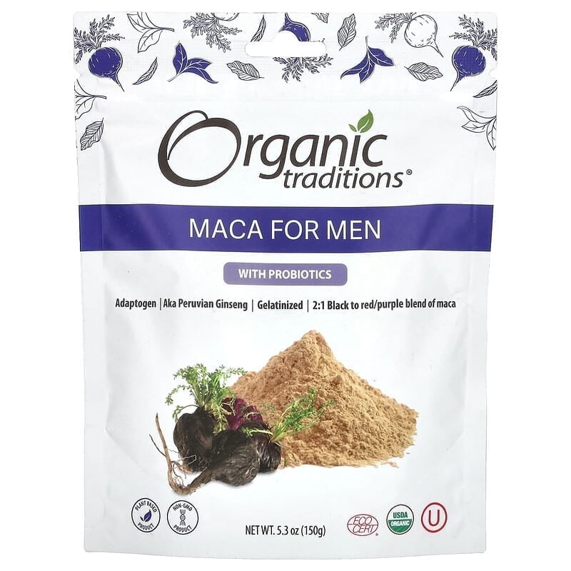Organic Traditions Maca For Men With Probiotics - 5.3 oz Pack of 4 ...