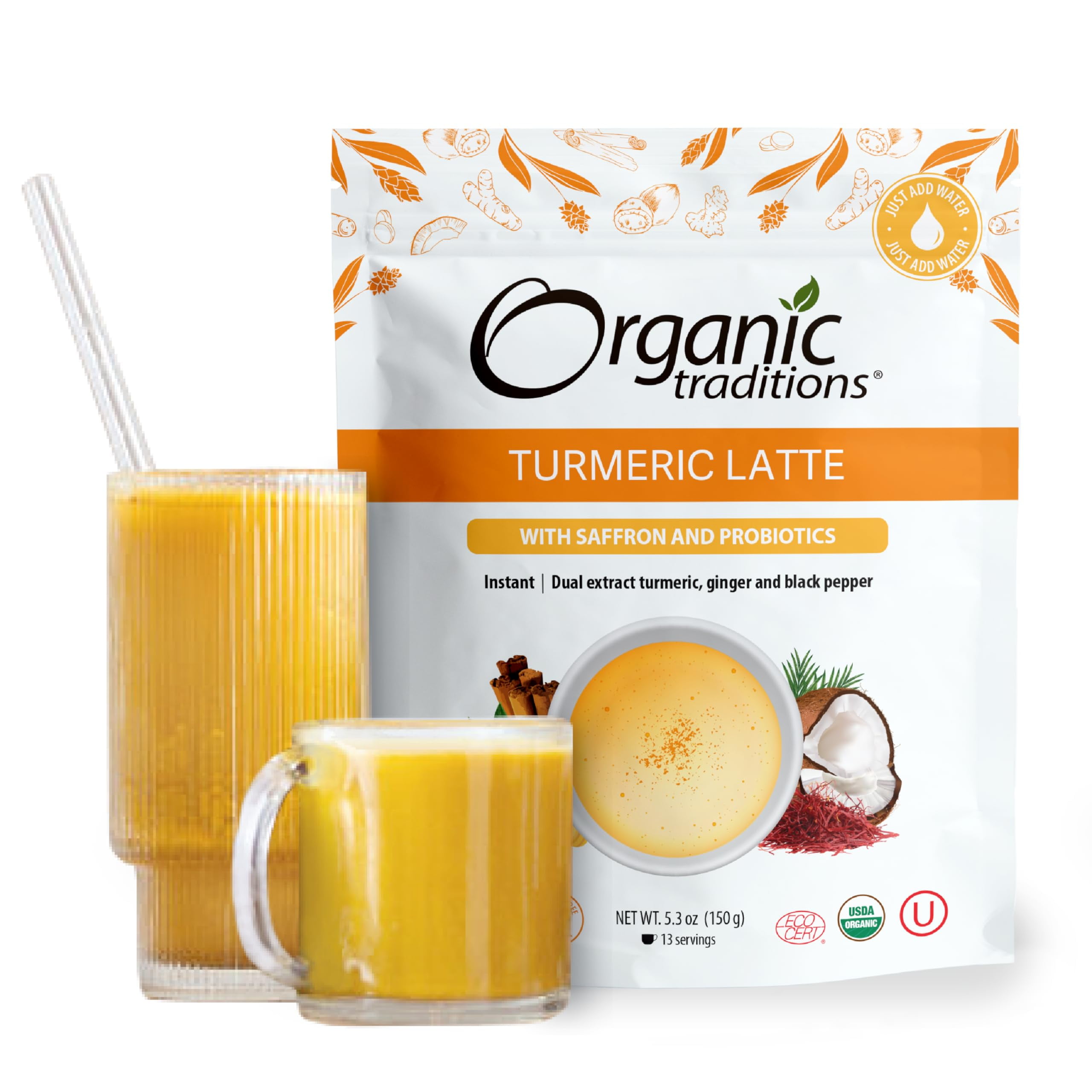 Organic Traditions Turmeric SCH4 Latte - Creamy Coconut Milk Base ...