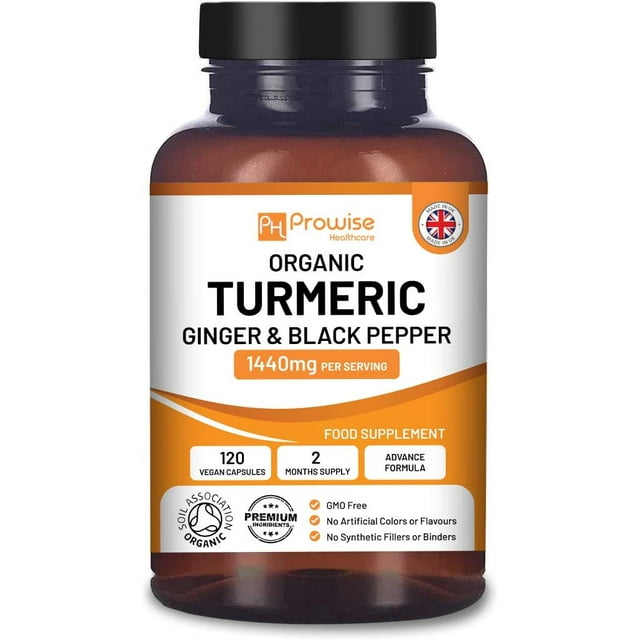 Prowise Healthcare Organic Turmeric Supplement Pills 1440mg with Black ...