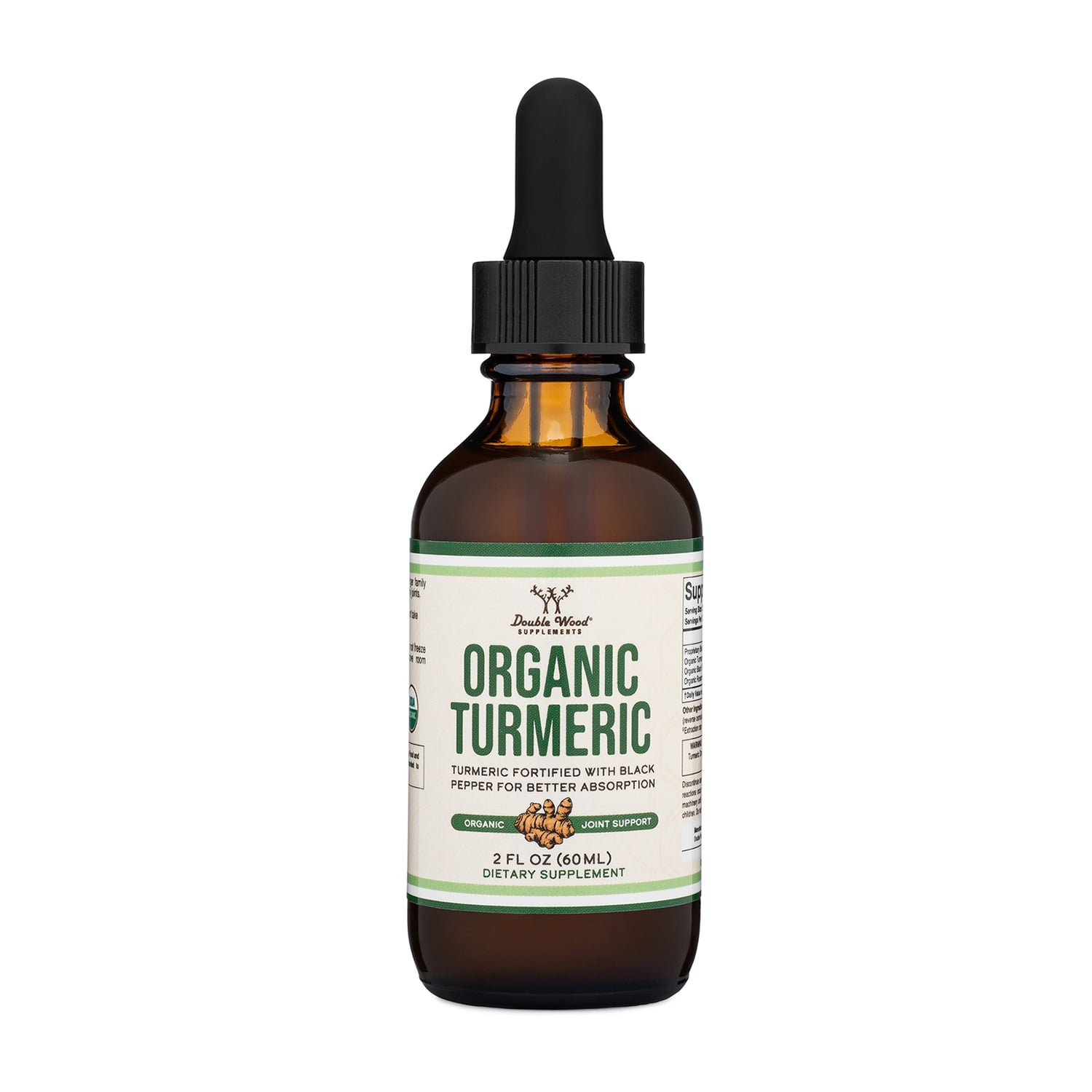 Organic Turmeric Drops, 2 FL OZ, 60 Servings, Double Wood Supplements ...