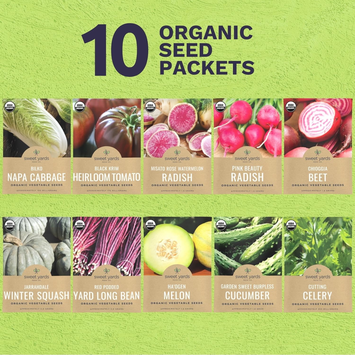Organic Unique Varities AJH3 - Seed Variety Pack - 10 Individual Packs ...