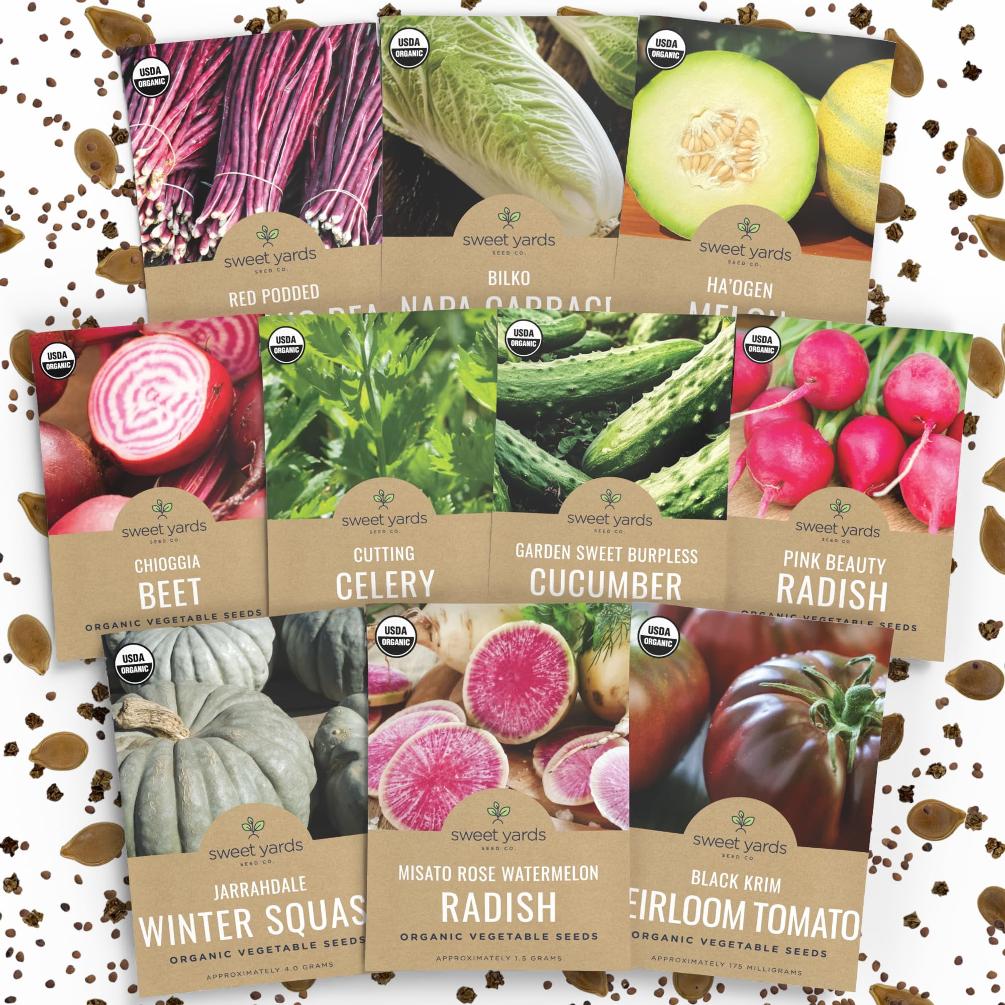 Organic Unique Varities - Seed Variety MVR1 Pack - 10 Individual Packs - 2025 Season - Chioggia ...