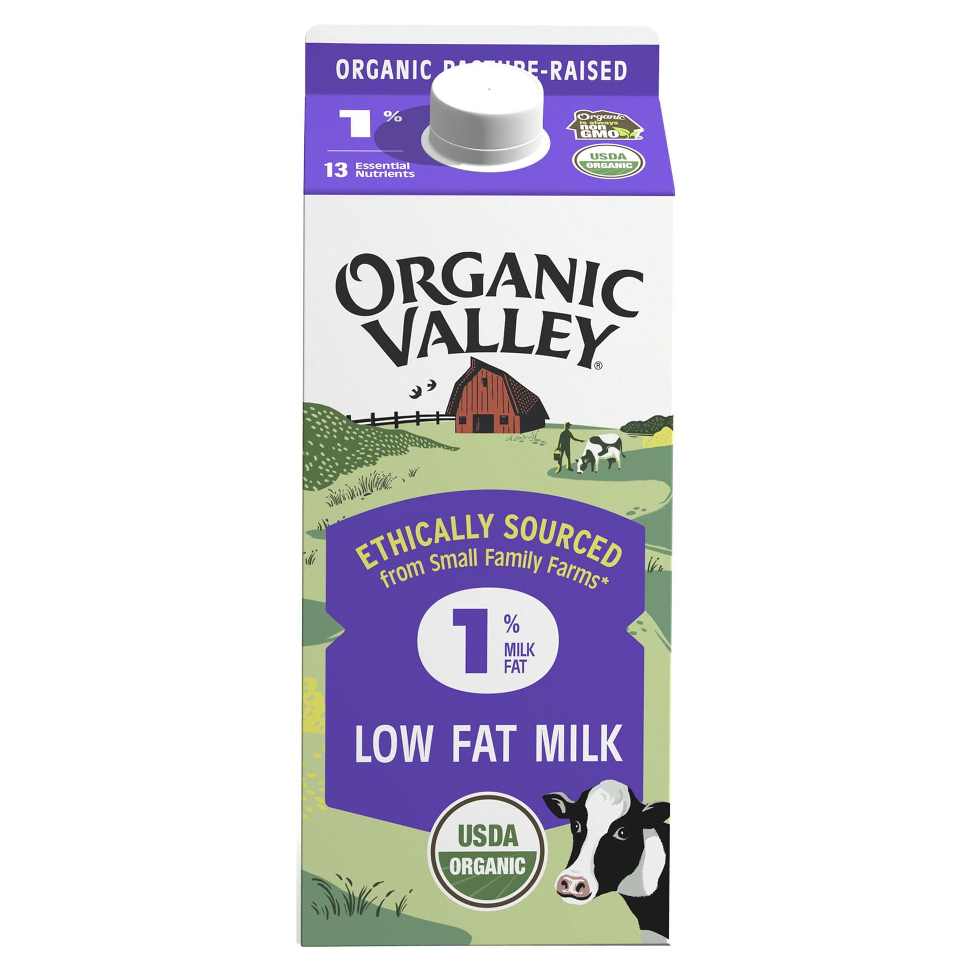 Organic Valley, Organic 1% (Lowfat) Milk, 64 oz - Walmart.com