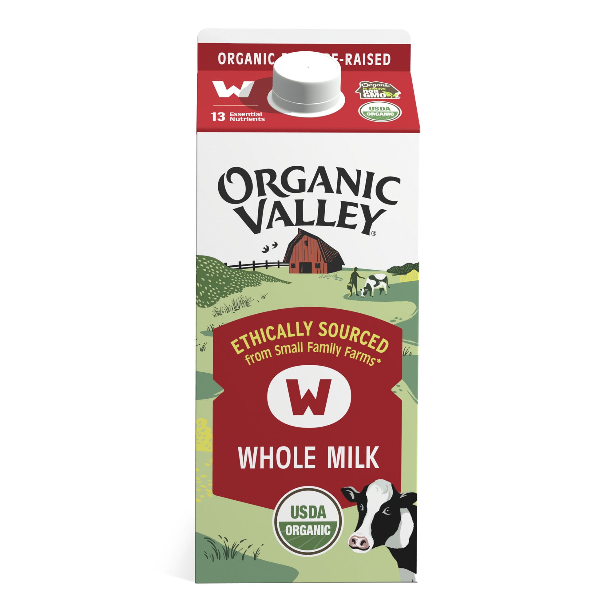 Organic Valley Ultra Pasteurized Organic Whole Milk, 64 oz Half Gallon ...