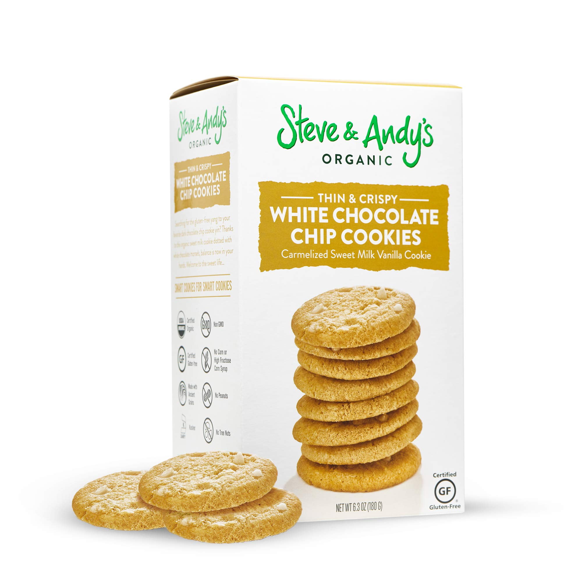Organic Vanilla White Chocolate XEF1 Cookies, Gluten Free by Steve and ...