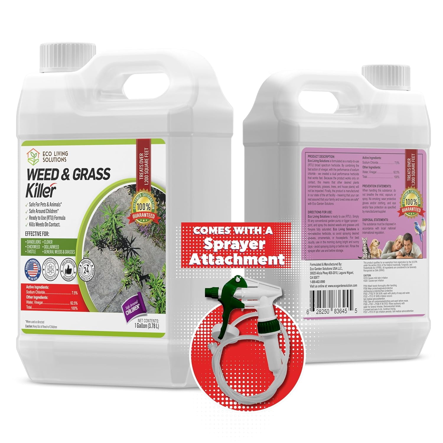 Organic Vinegar Weed Killer | Kid/Pet Safe | Clover Moss, Green Grass ...