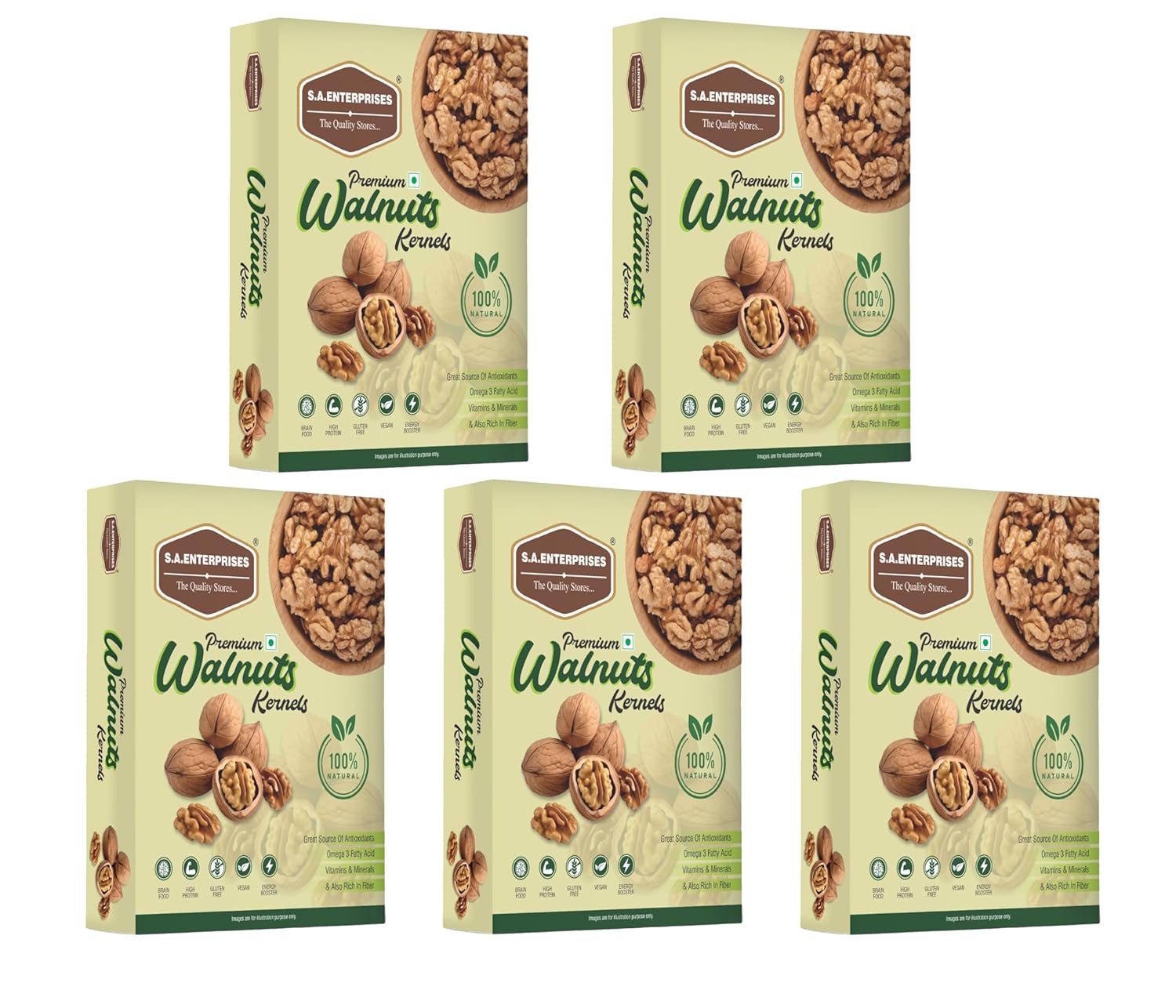 Organic Walnut Kernels By S.A. Enterprises 1kg, (200gm * Pack Of 5 ...