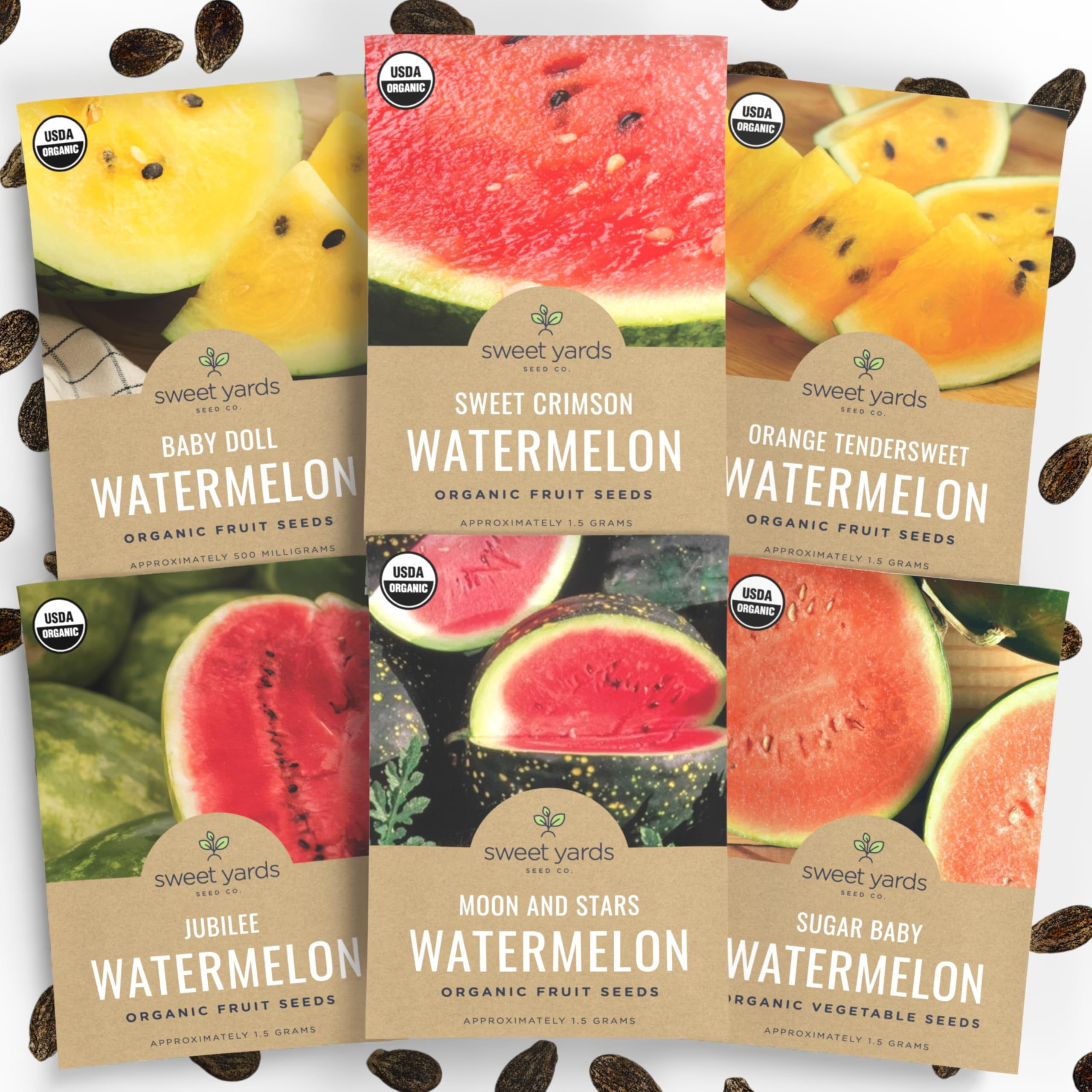 Organic Watermelon Seeds TWE5 Variety Pack - 6 Individual Packs - 2025 ...