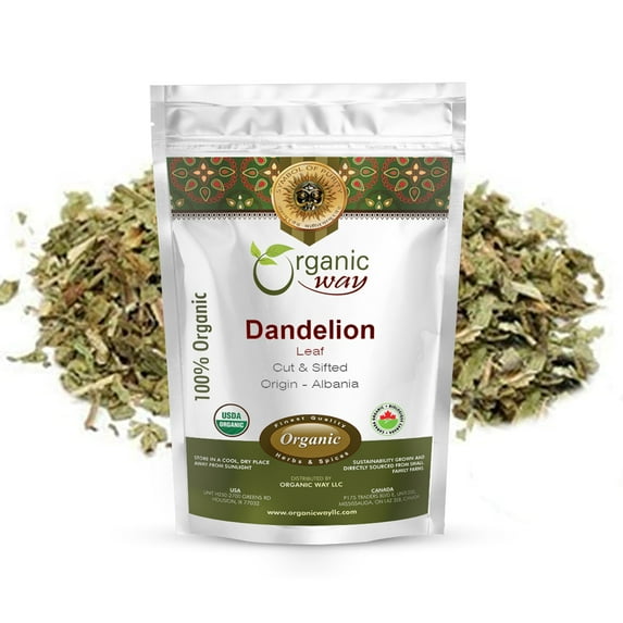 Organic Way Dried Dandelion Leaf Herbal Tea - Cut & Sifted, Kosher, Non-GMO, USDA Certified ...