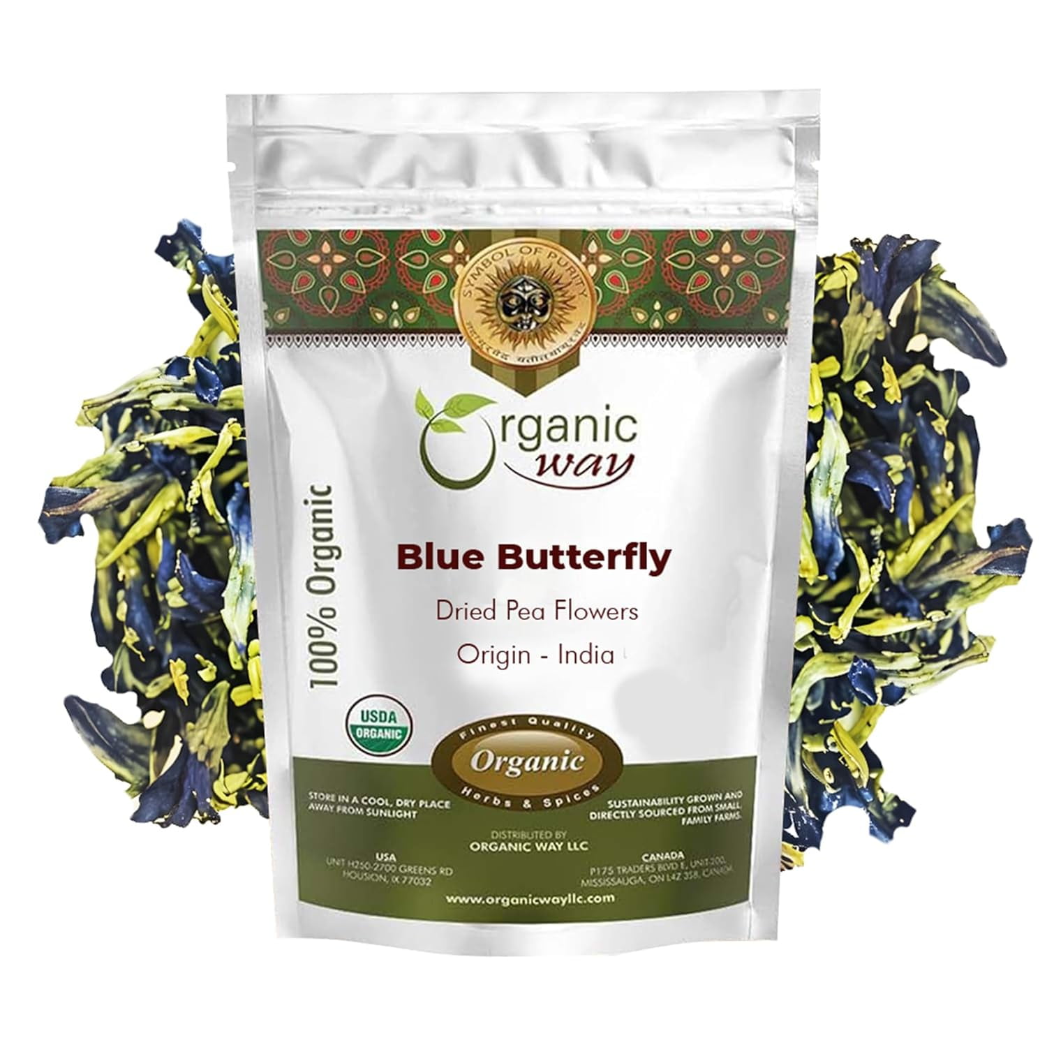 Organic Way Dried Blue Butterfly Pea Flowers | 100% USDA Organic | Vegan, Non GMO & Gluten Free ...