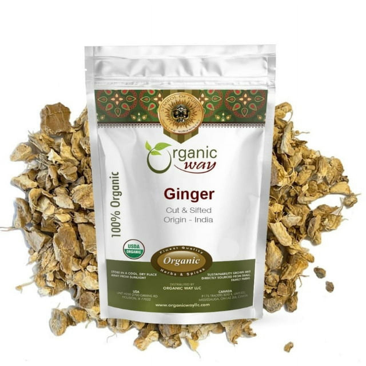 Organic Way Dried Ginger Root Cut & Sifted (Zingiber Officinale ...