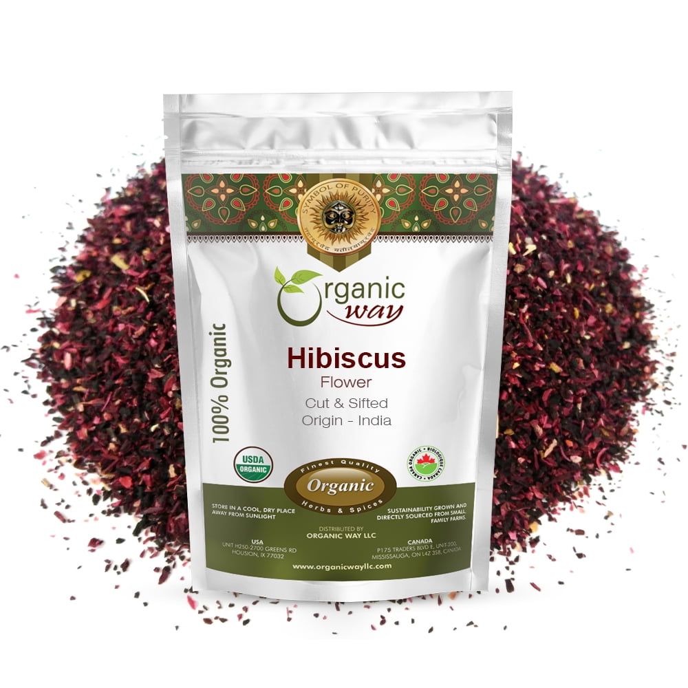 Organic Way Dried Hibiscus Flower Cut & Sifted (1/2LBS / 8Oz) - Walmart.com