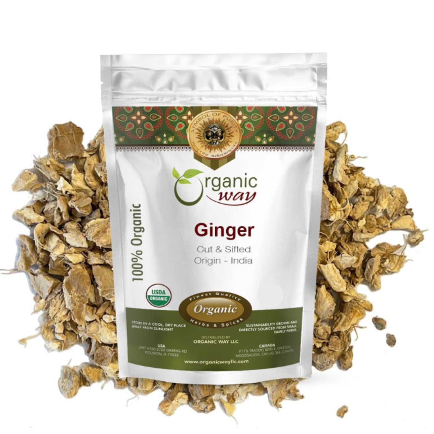 Organic Way Ginger Root, Cut & Sifted, Kosher, Vegan, Non-GMO, Gluten ...