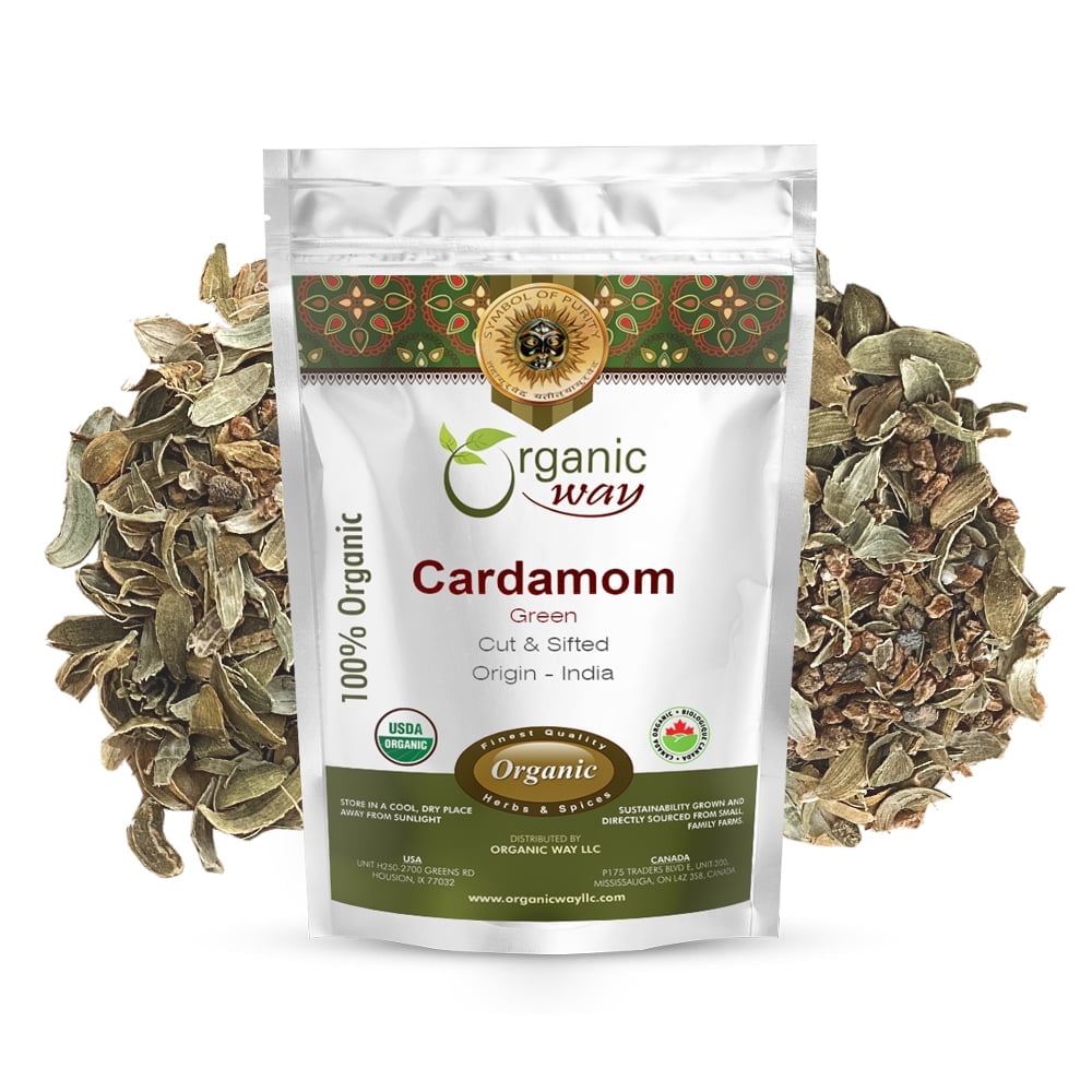 Organic Way Green Cardamom Cut & Sifted, Hari Elaichi (Elettaria ...