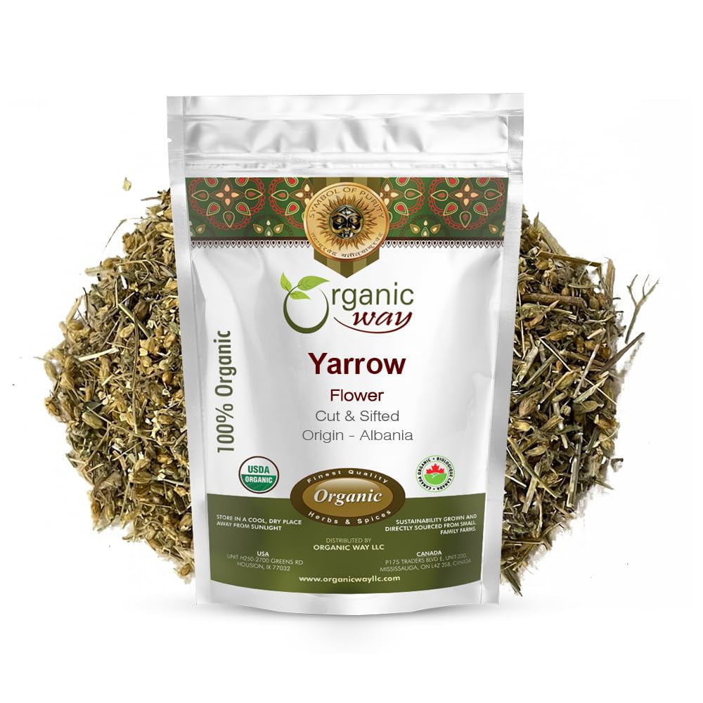 Organic Way Yarrow Flower Cut & COC1Sifted (Achillea millefolium) - Tea ...