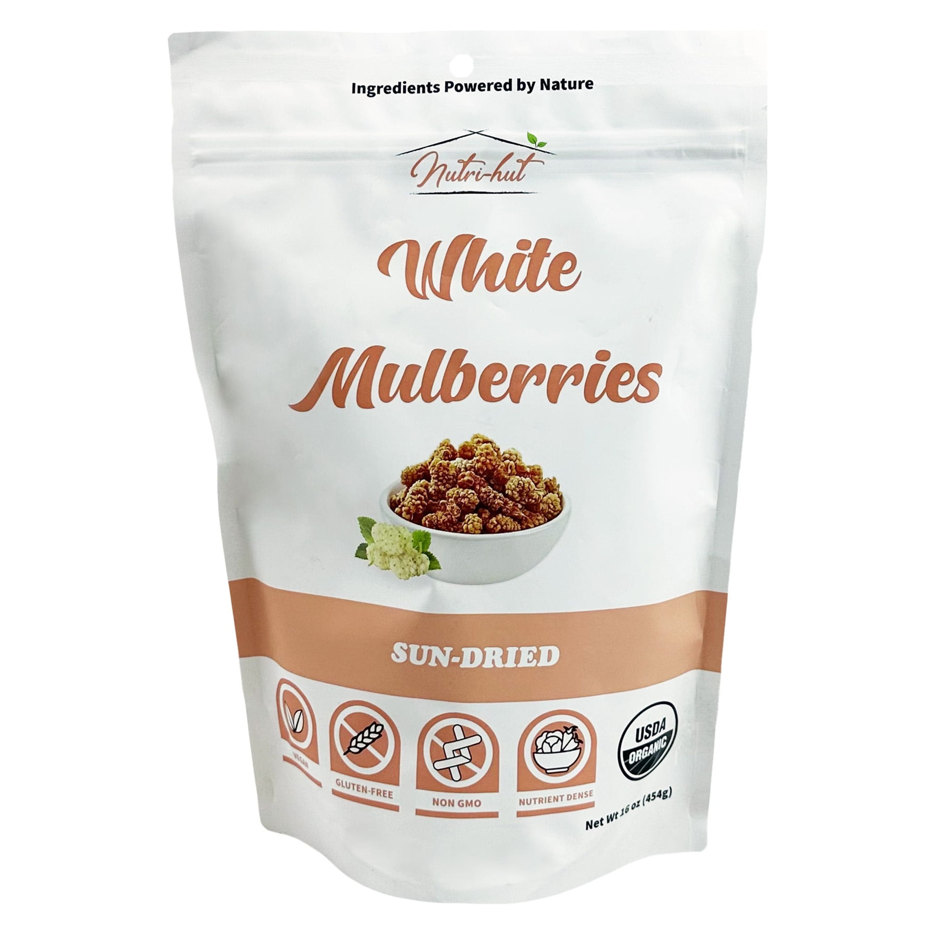 Organic White Mulberries, 1 Pound — Non-GMO, Raw, Vegan — by Nutri-hut ...