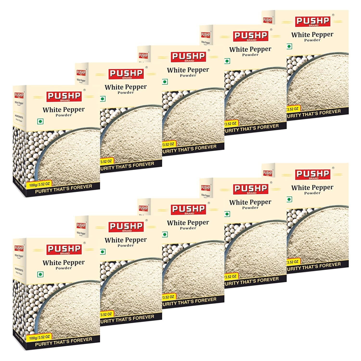 Organic White Pepper Powder By Pushp 100gm, 3.5 Ounce | Pack Of 10 ...