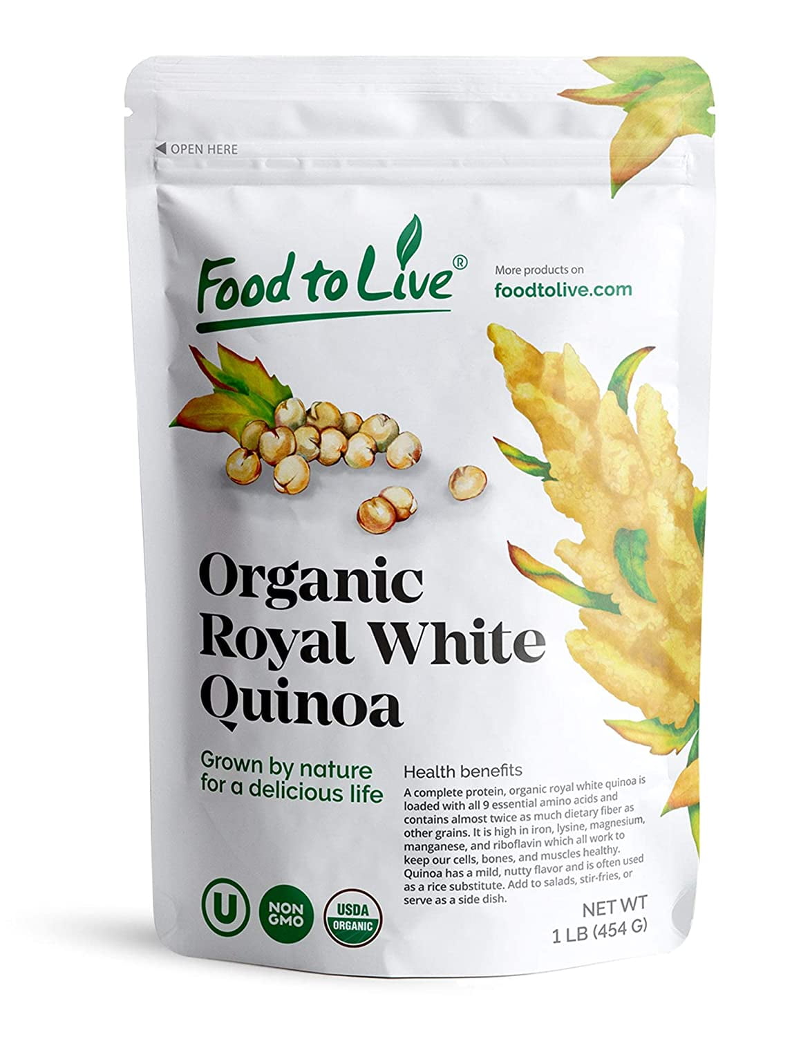 Organic White Quinoa, 1 Pound Whole Grain, NonGMO, Kosher, , Vegan ...