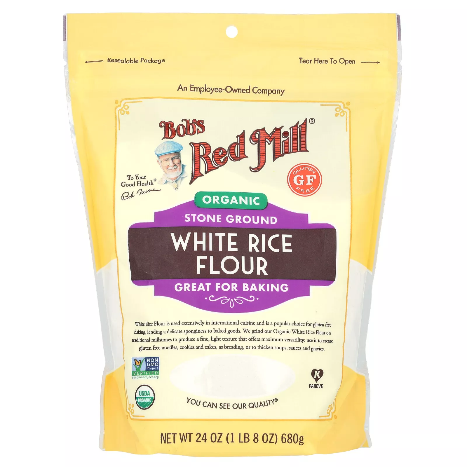 Organic White Rice Flour, 24 oz (680 g) - Walmart.com