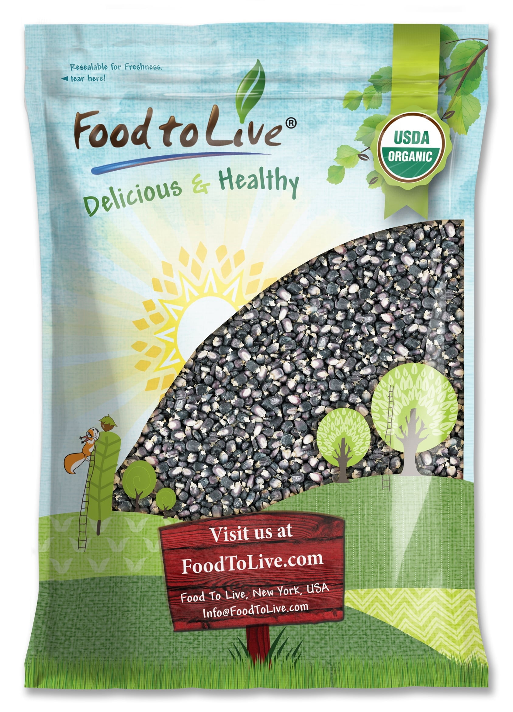 Organic Whole Blue Corn Kernels, 10 Pounds — Non-GMO, Kosher, Vegan ...