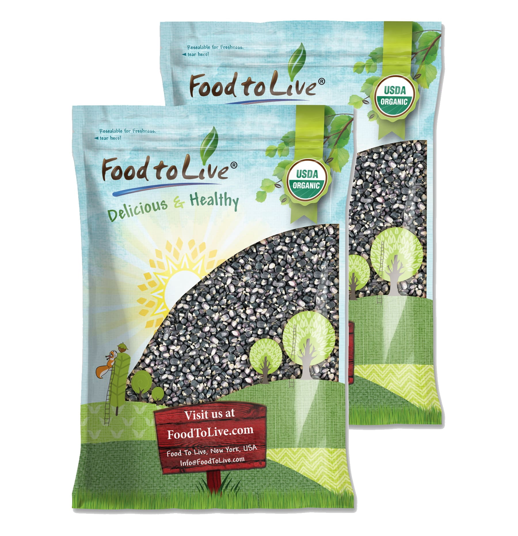 Organic Whole Blue Corn Kernels, 20 Pounds — Non-GMO, Kosher, Vegan ...