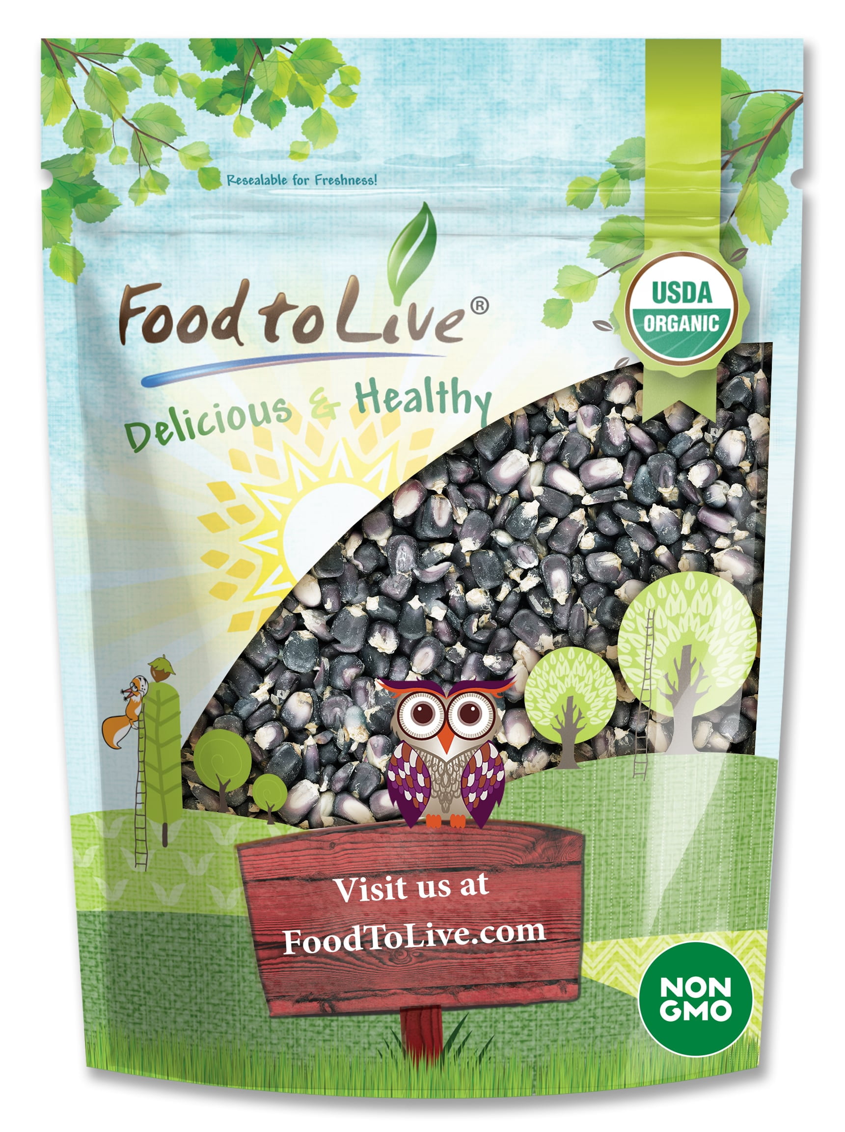 Organic Whole Blue Corn Kernels, 3 Pounds — Non-GMO, Kosher, Vegan, Raw ...