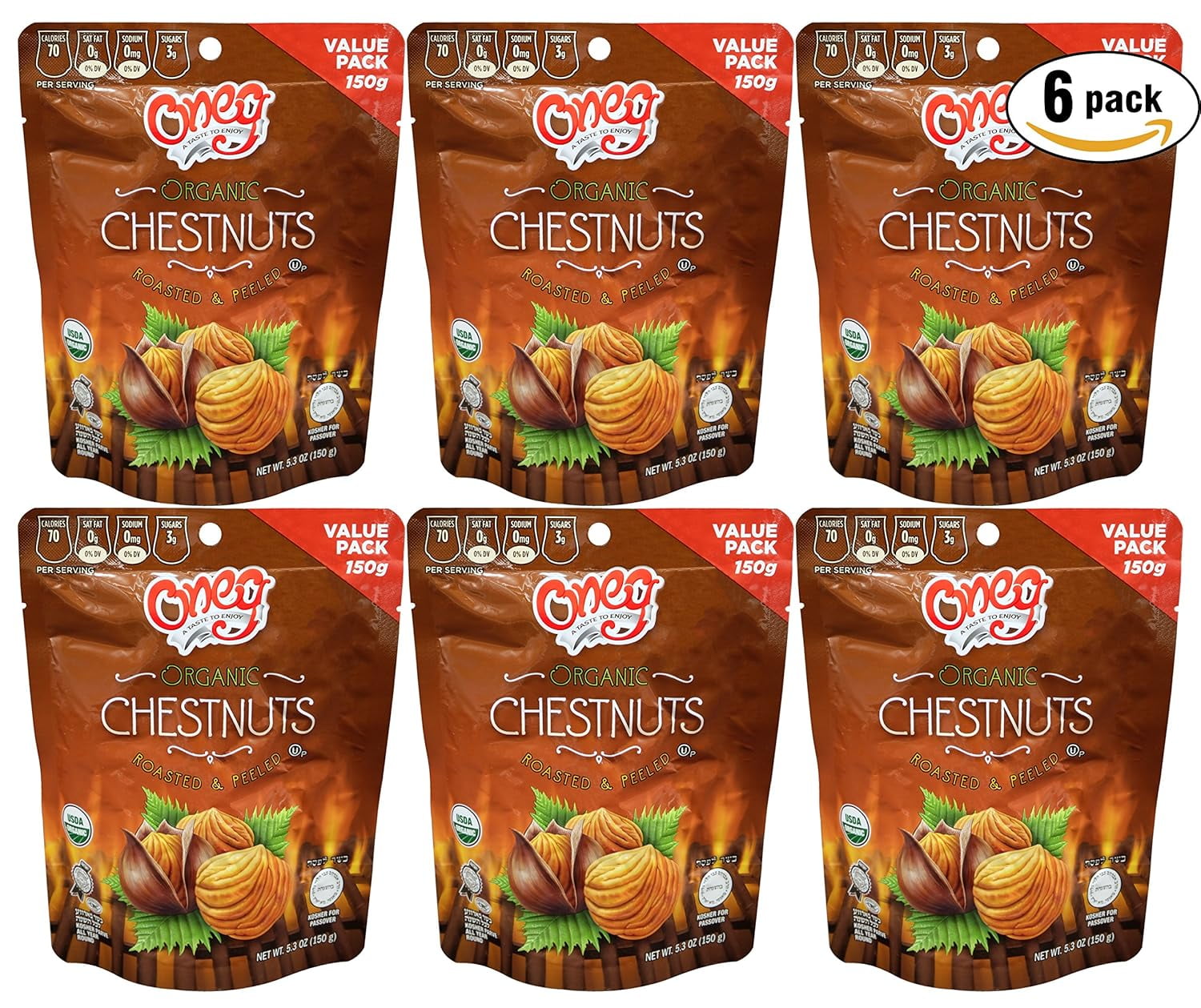 Organic Whole Chestnut- Roasted and Peeled Chestnuts- Kosher for ...