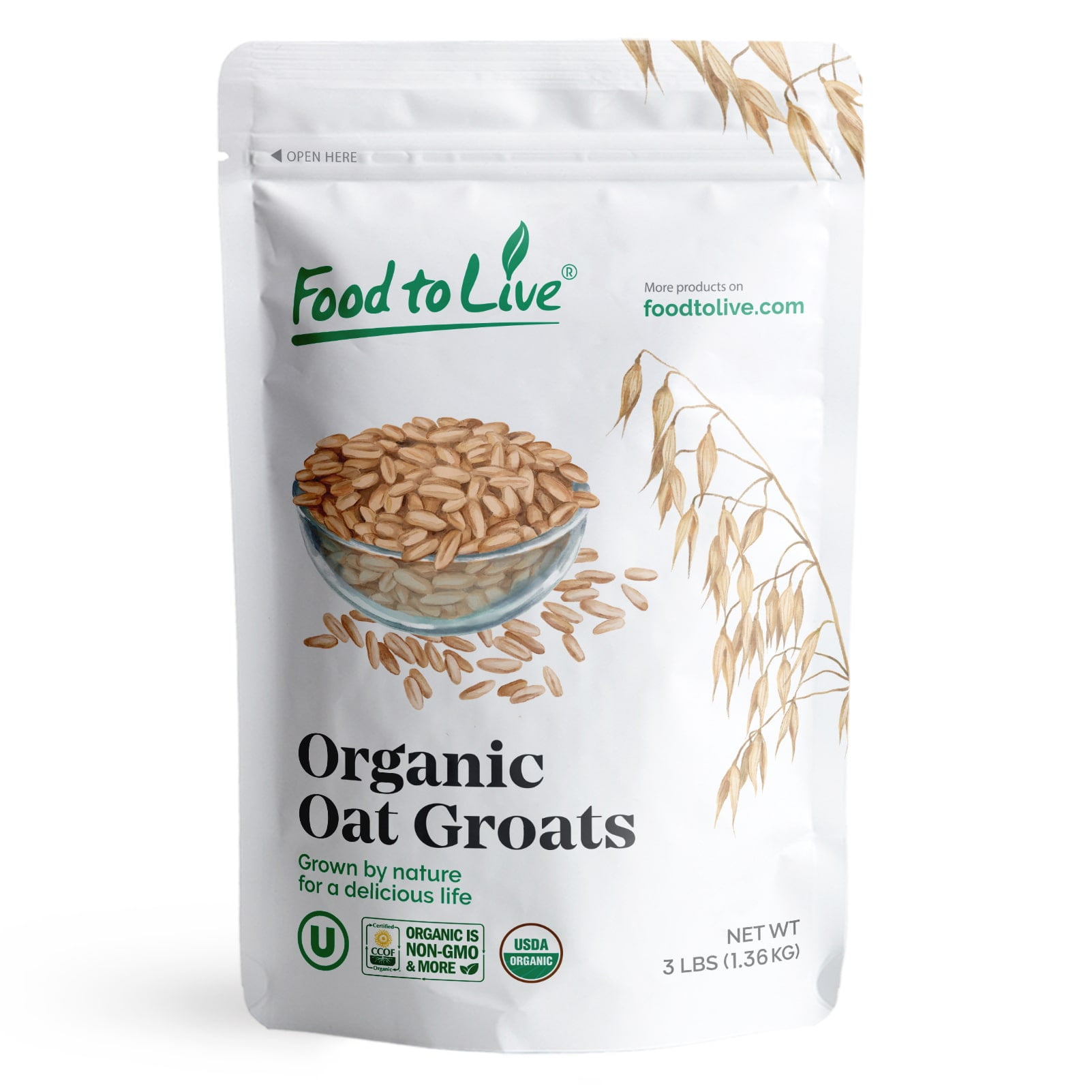 Organic Whole Grain Oat Groats Oatmeal, 3 Lbs — Non-GMO, Raw, Vegan ...