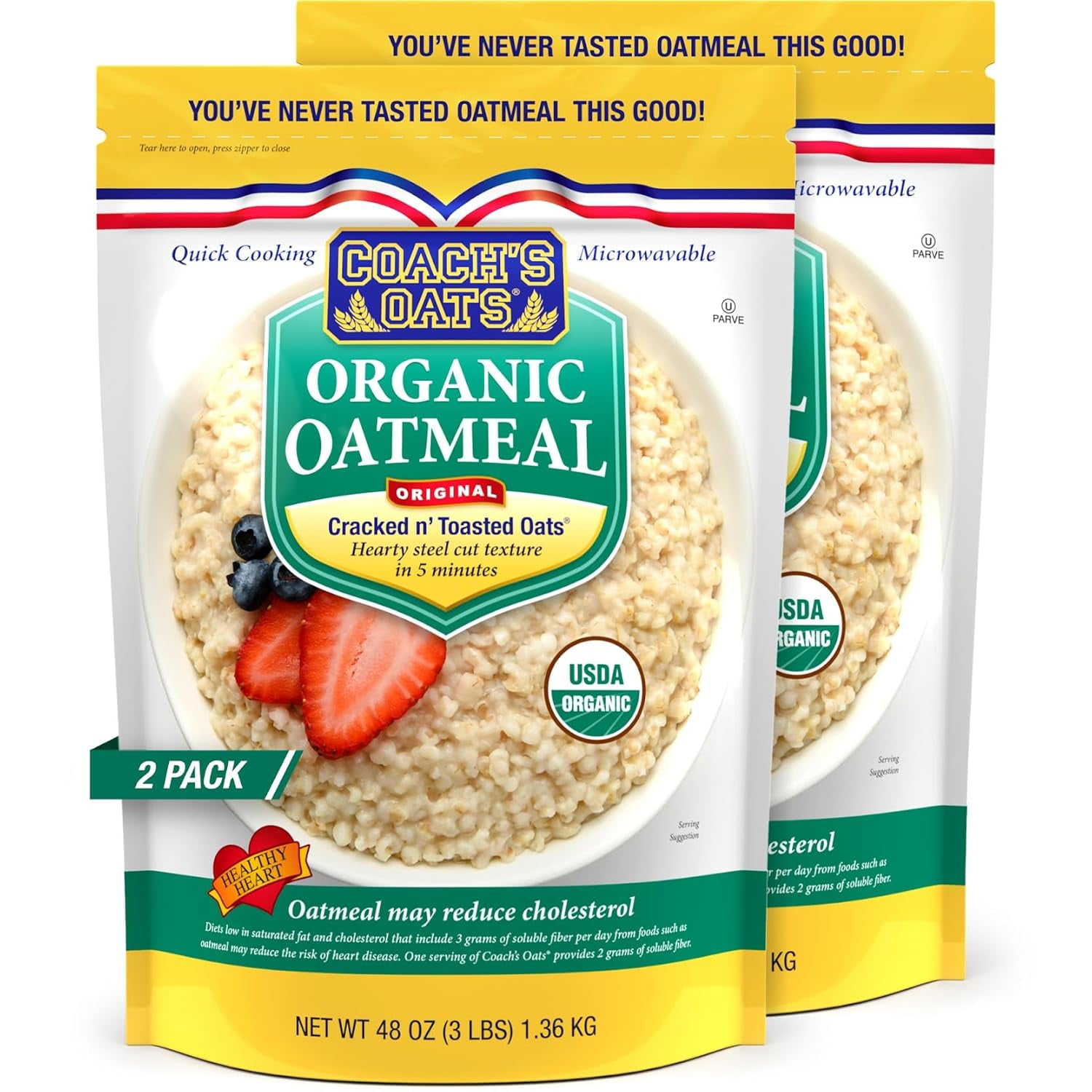 Organic Whole Grain Oatmeal (48 oz) Pack of 2 | Cracked n’ Toasted ...
