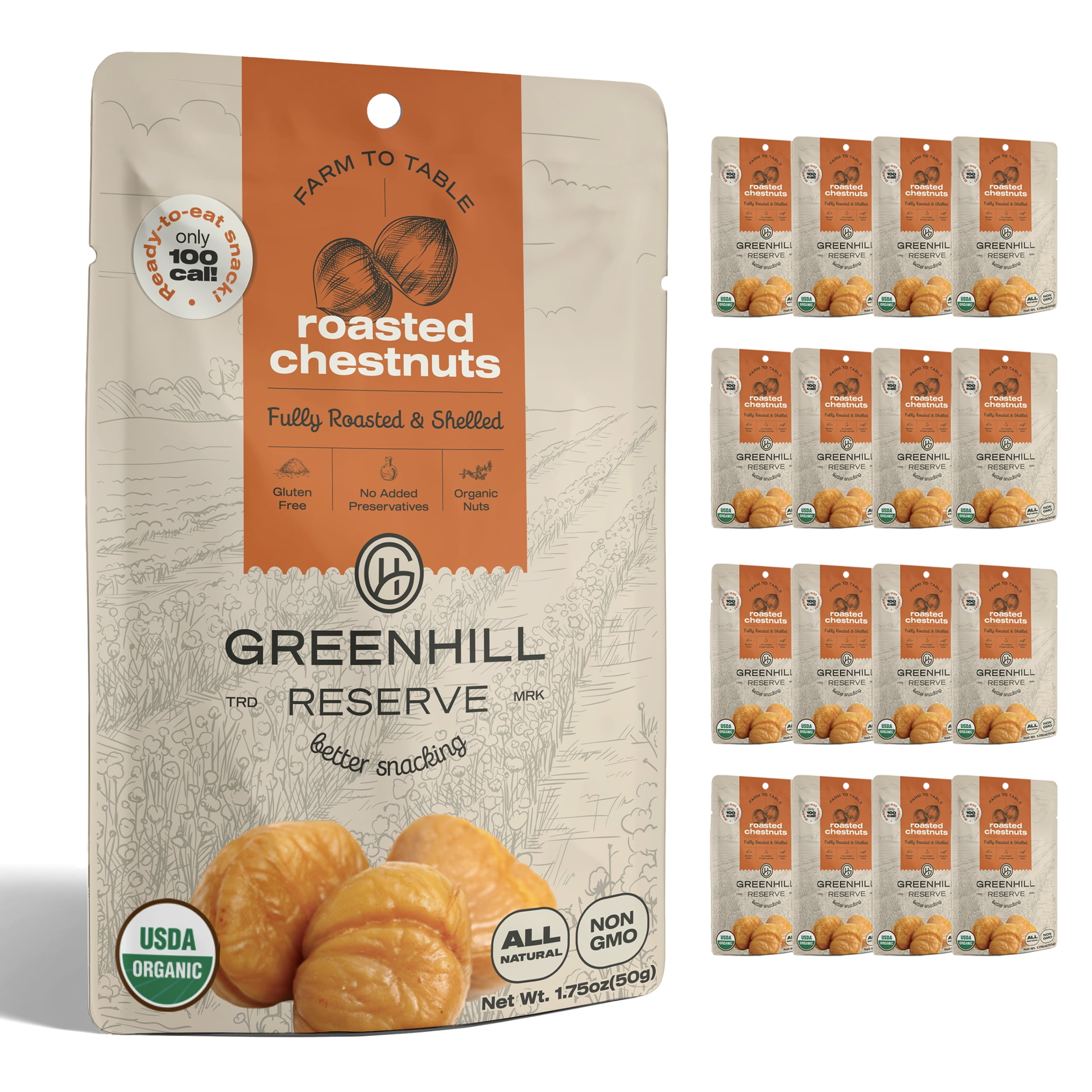 GreenHill Reserve Organic Roasted Chestnuts Peeled and Ready to Eat ...