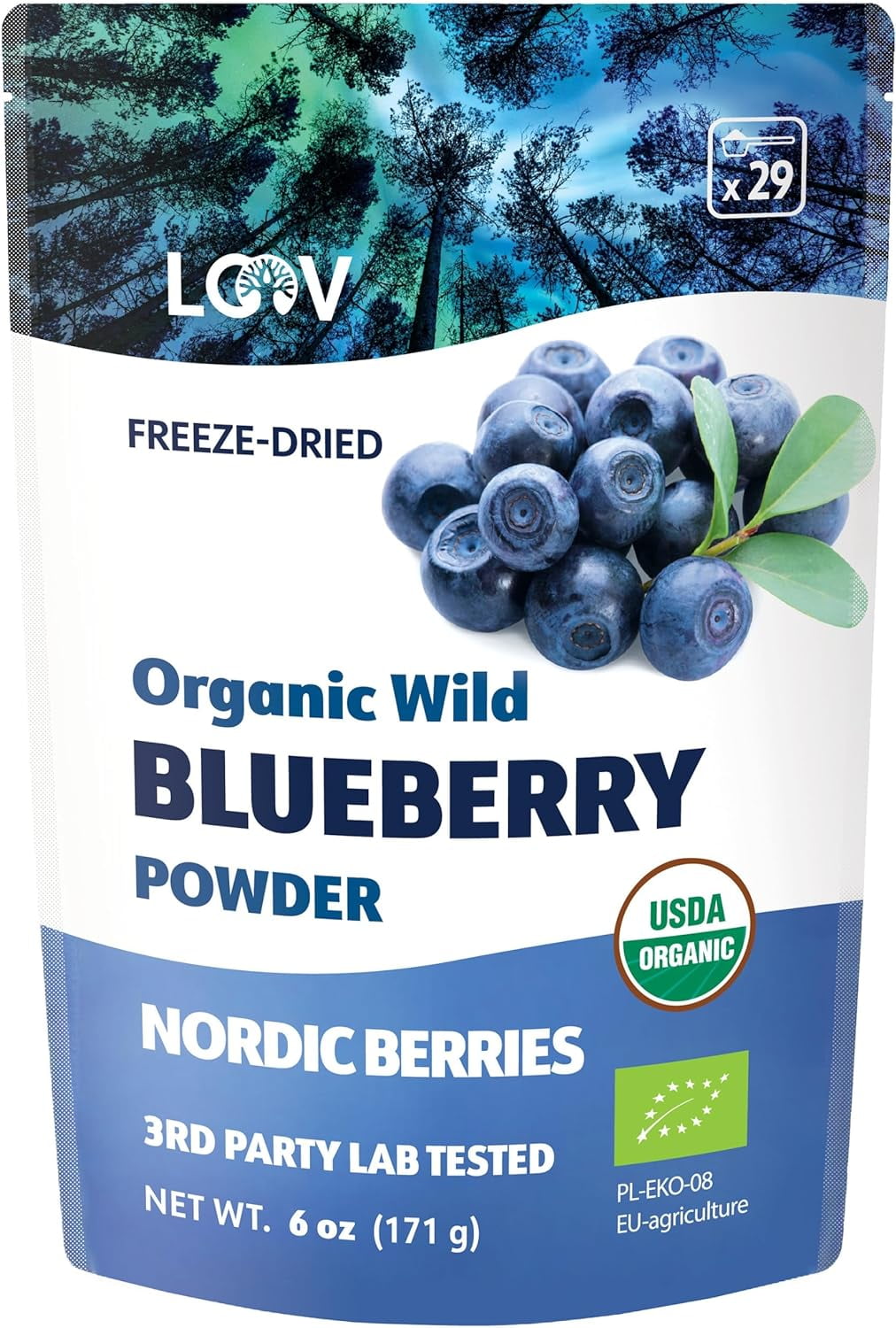 Organic Wild Blueberry Powder - 35-Day Supply, 6 Oz, Good for Smoothie ...
