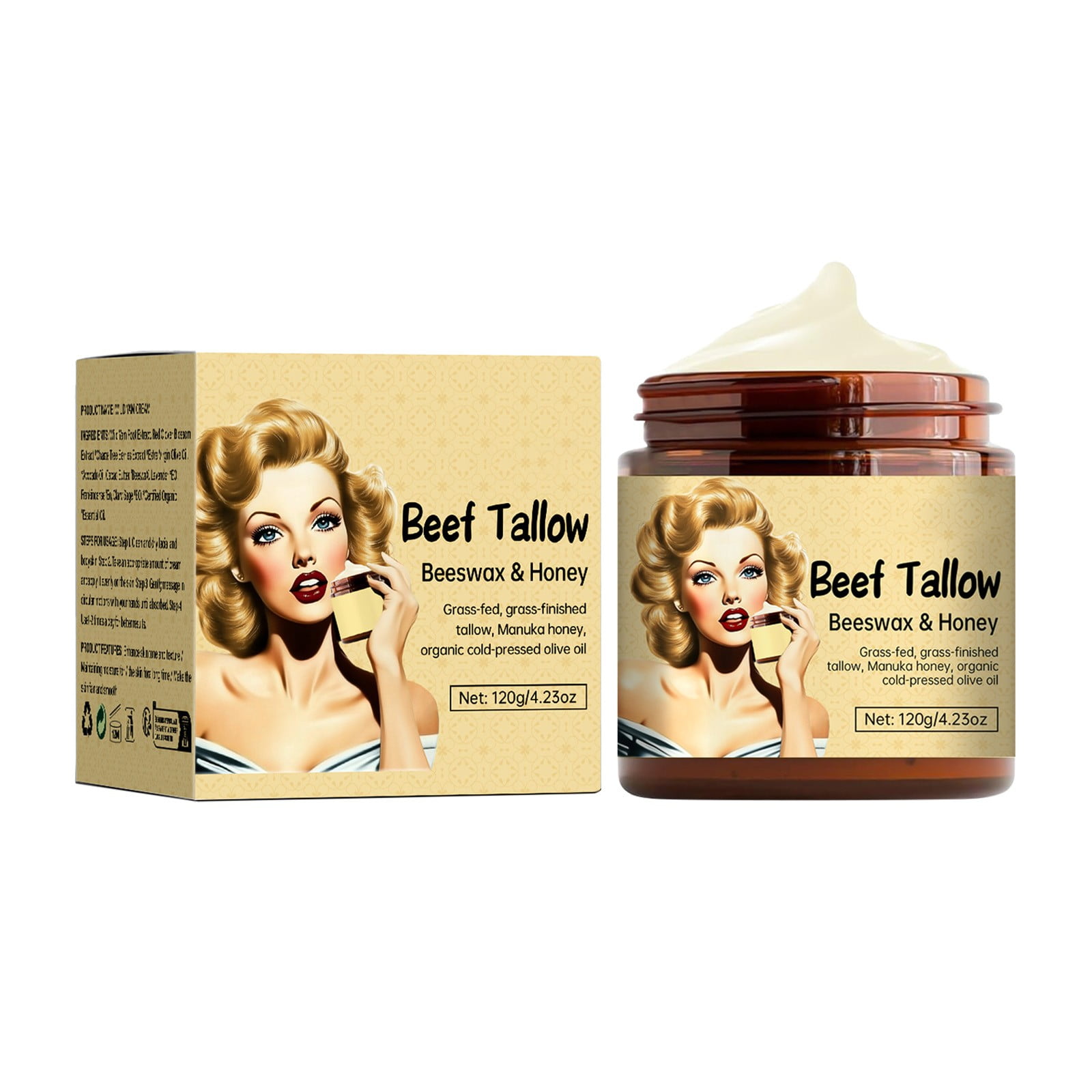 Organic Wild Fed Beef Tallow - 4.23oz, Whipped for Facial & Body Skin ...
