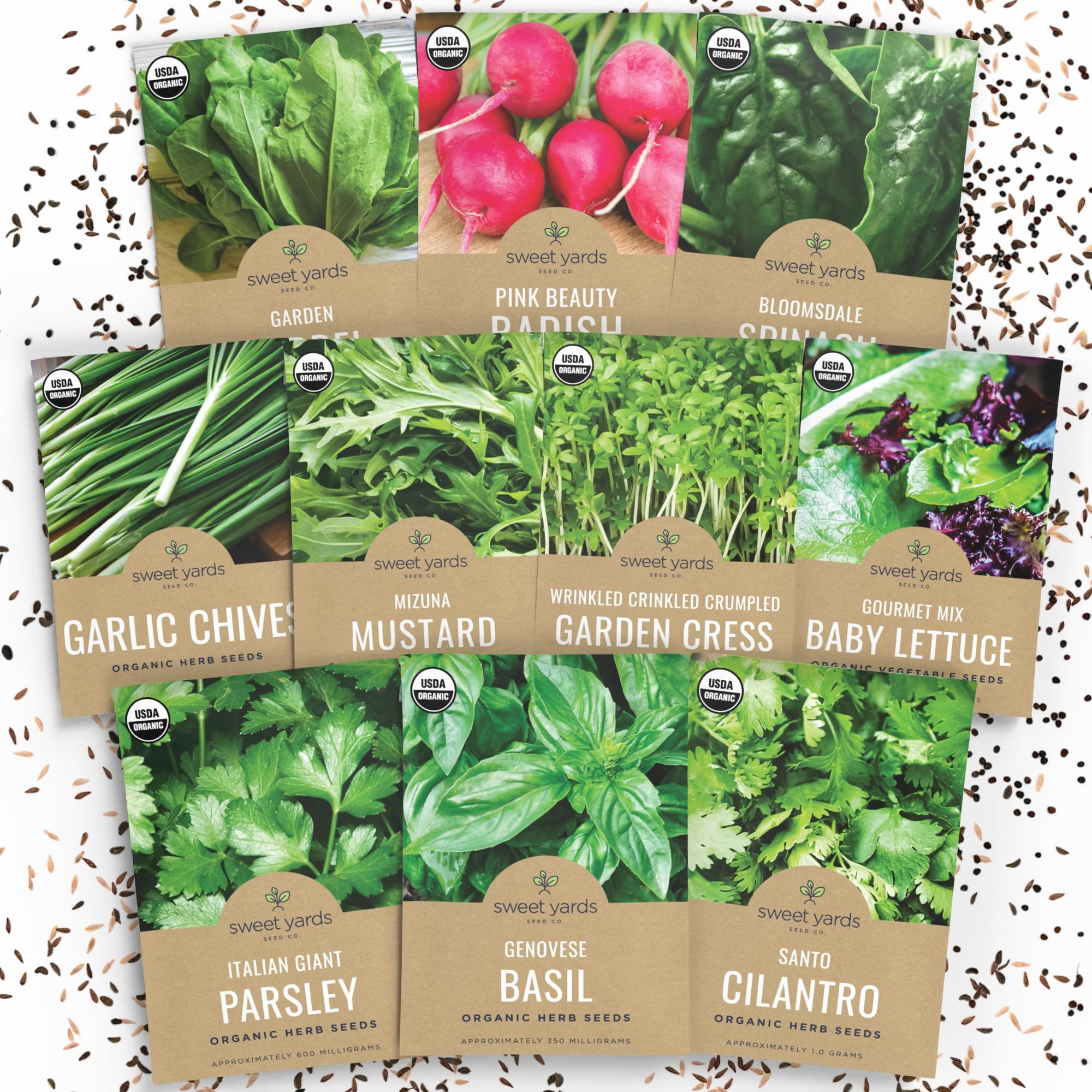 Organic Window Sill Seeds Variety Pack MVR1 - 10 Individual Packs - 2025 Season - Basil ...