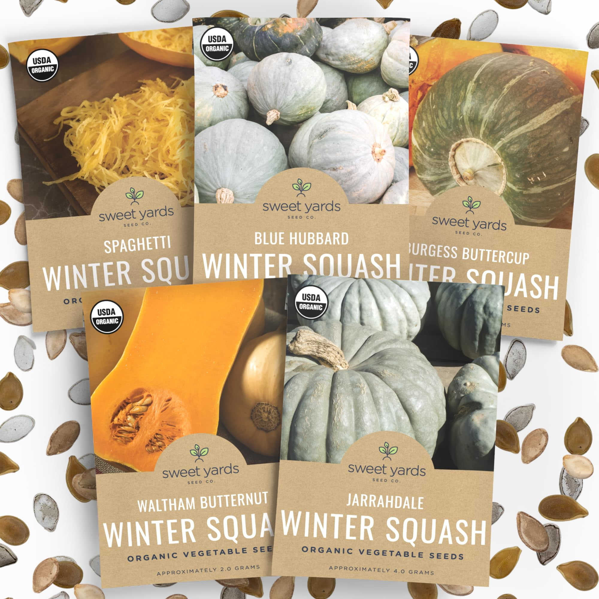 Organic Winter Squash Variety Pack - MVR1 5 Individual Packs - Butternut Squash, Spaghetti ...