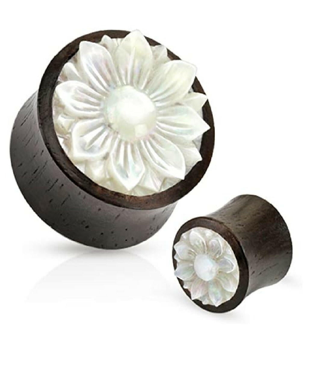 Organic Wood Lotus Flower Mother of Pearl Inlay Saddle Plugs - Walmart.com