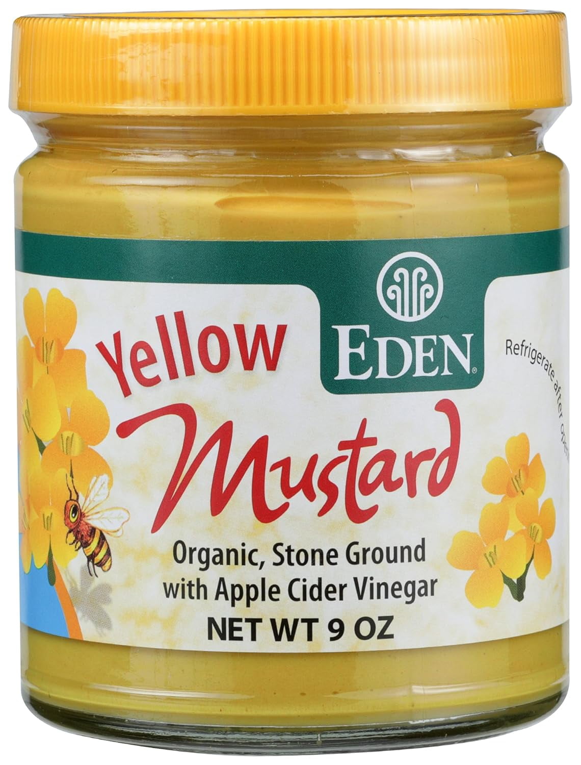 Organic Yellow Mustard, 9 oz Glass Jar, Stone Ground, with Cider ...
