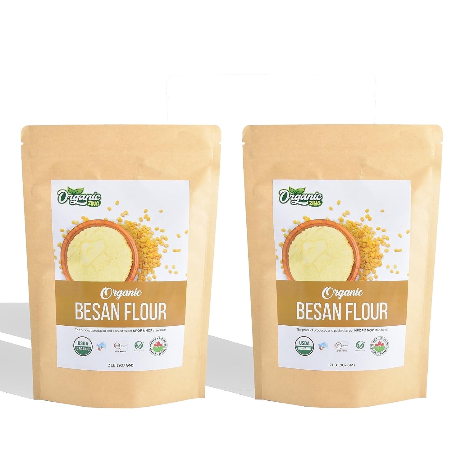Organic Zing Organic Besan Flour also known as Chickpea Flour, Bengal ...